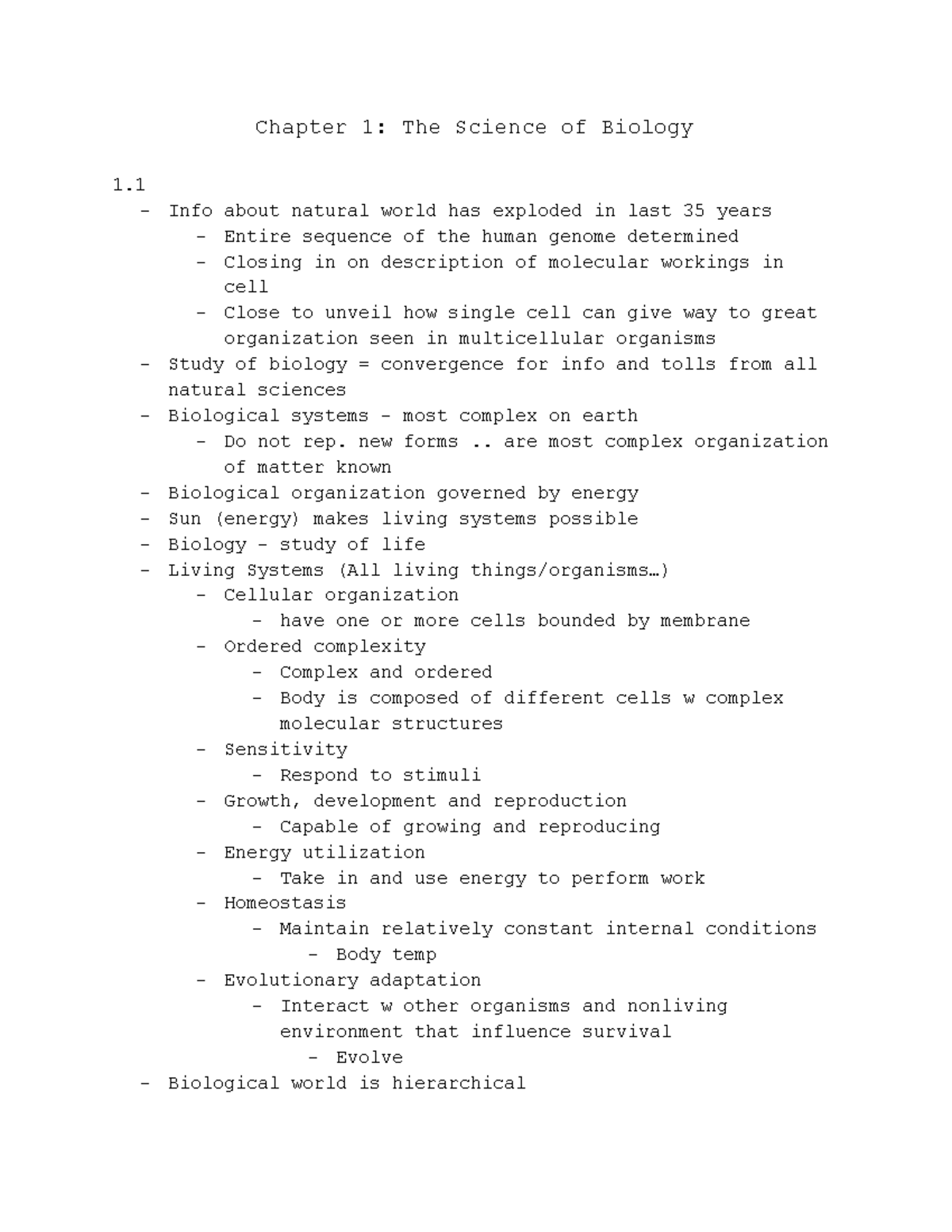 Chapter 1 Notes - Chapter 1: The Science of Biology 1. Info about ...