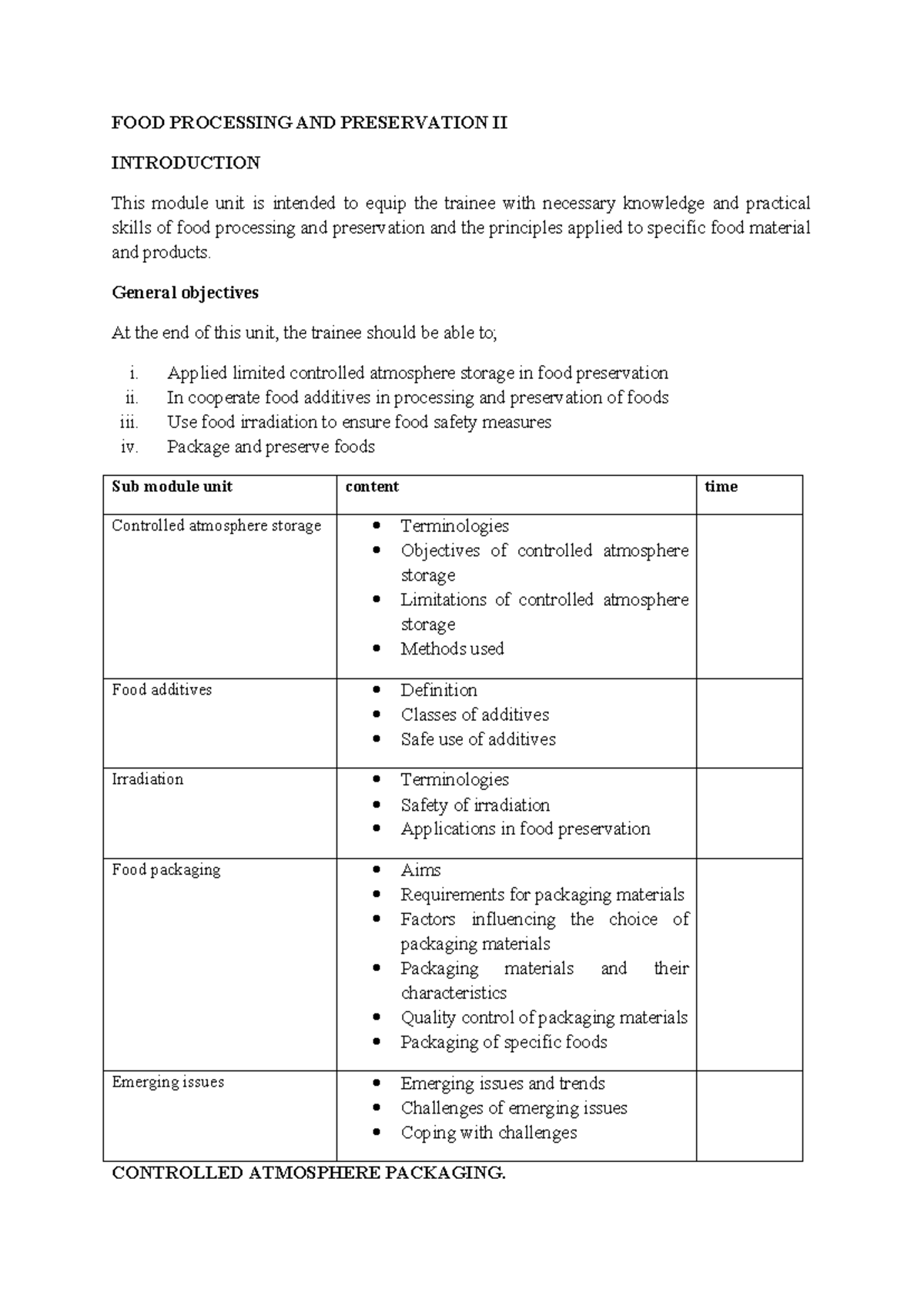 DIPLOMA IN FOOD SCIENCE Food prosessing and preservation - FOOD ...