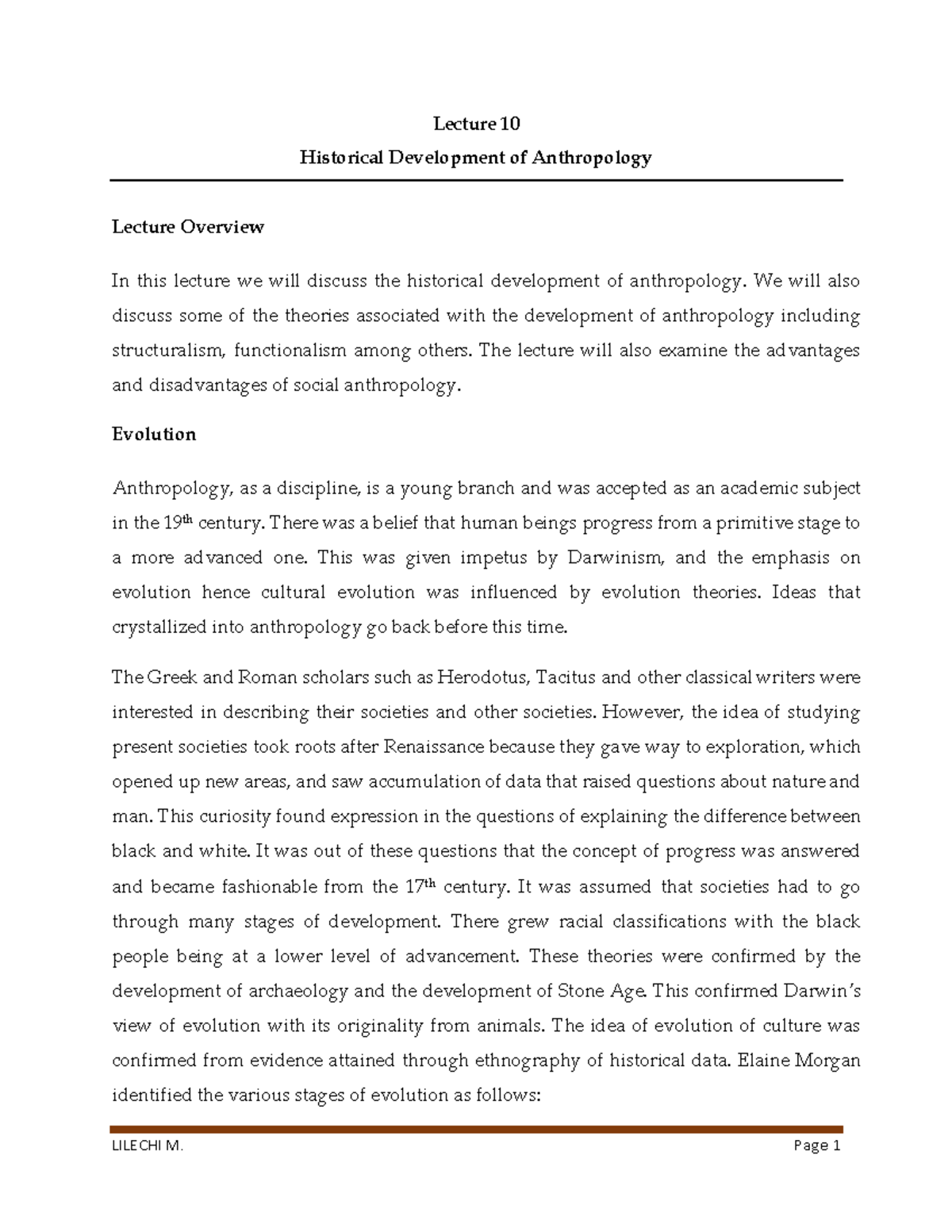 Lecture 10 - Recently updated - Lecture 10 Historical Development of ...