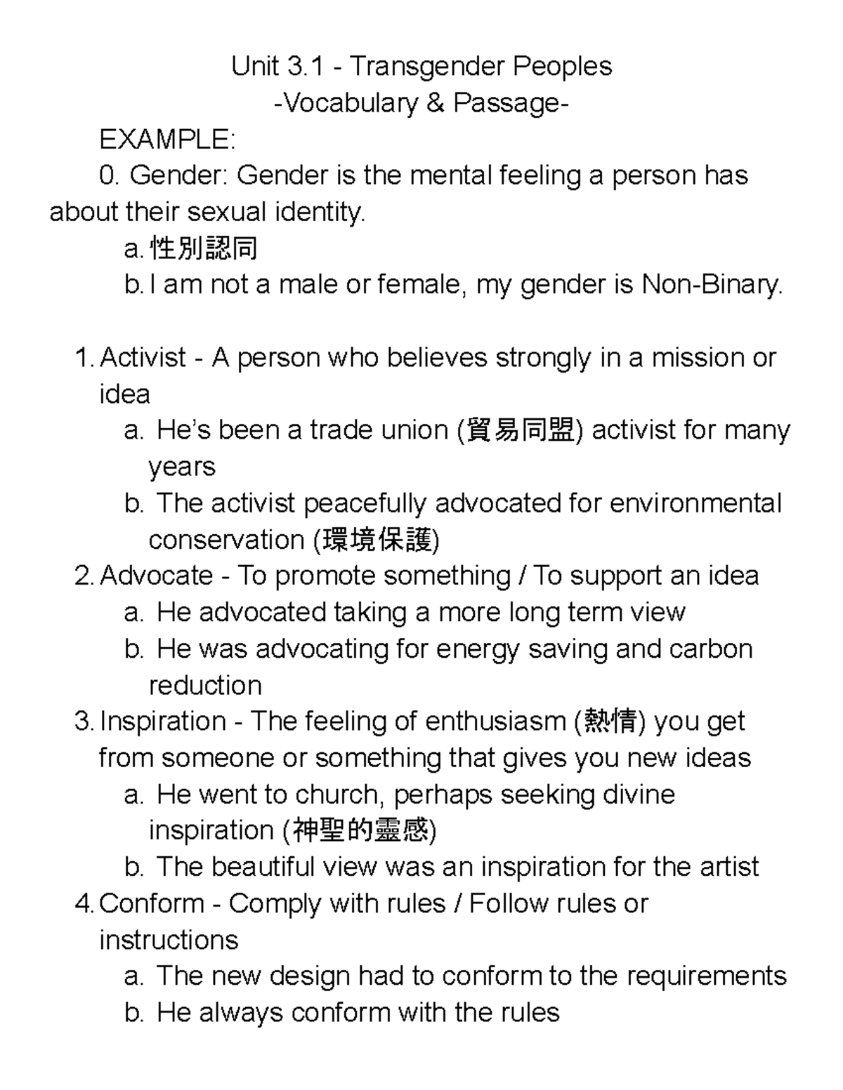 Unit 3.1 - Transgender Peoples - Unit 3 - Transgender Peoples ...