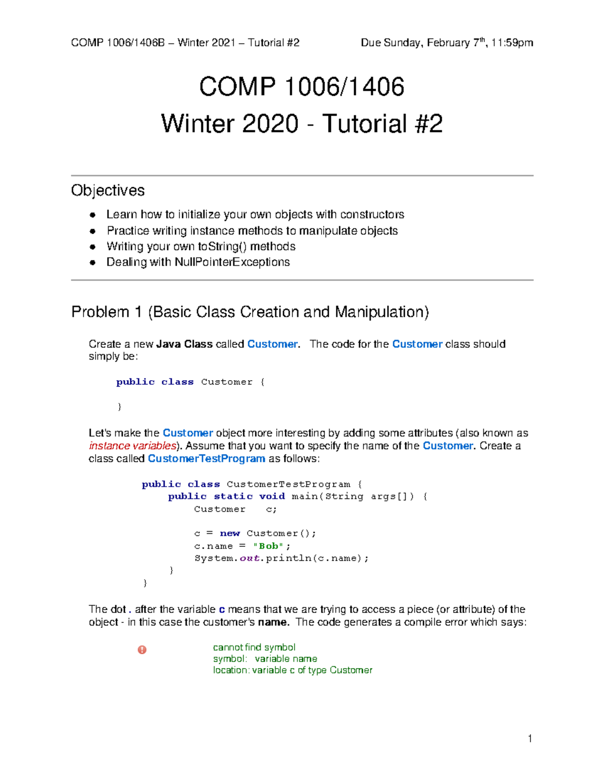 COMP10061406-W21-T02 - COMP 1006/ 1406 Winter 20 20 - Tutorial ...