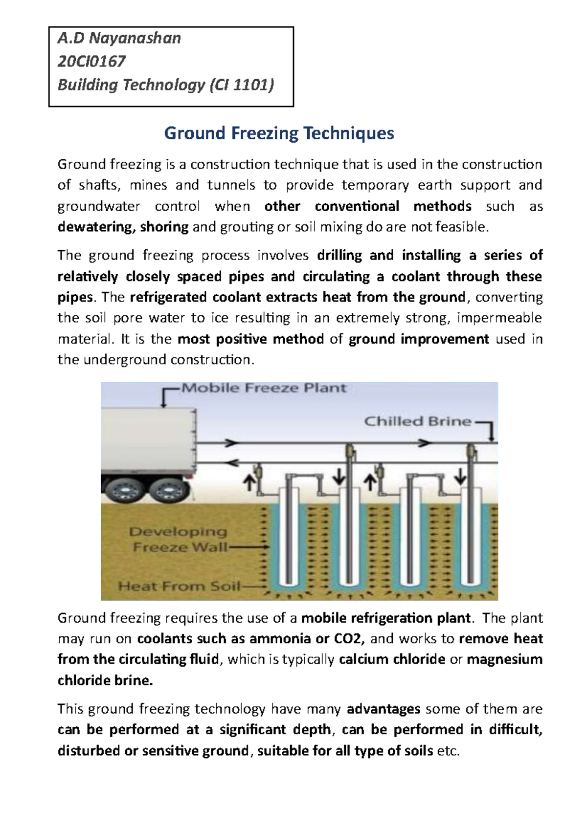 Ground Freezing Techniques - A Nayanashan 20CI Building Technology (CI ...