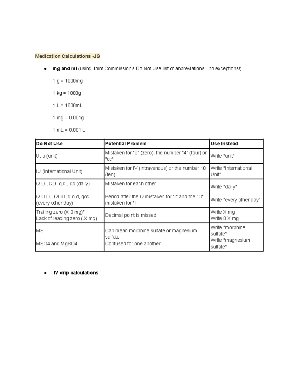 Fundamental Part 2 - Medication Calculations -JG mg and ml (using Joint ...