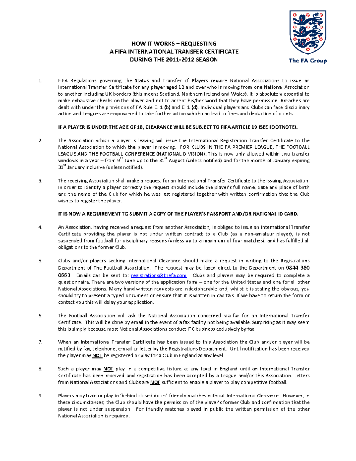 Notes on international clearances - HOW IT WORKS – REQUESTING A FIFA ...