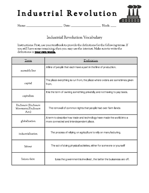 Unit 5 Changes & Continuities in the Industrial Revolution - Name ...