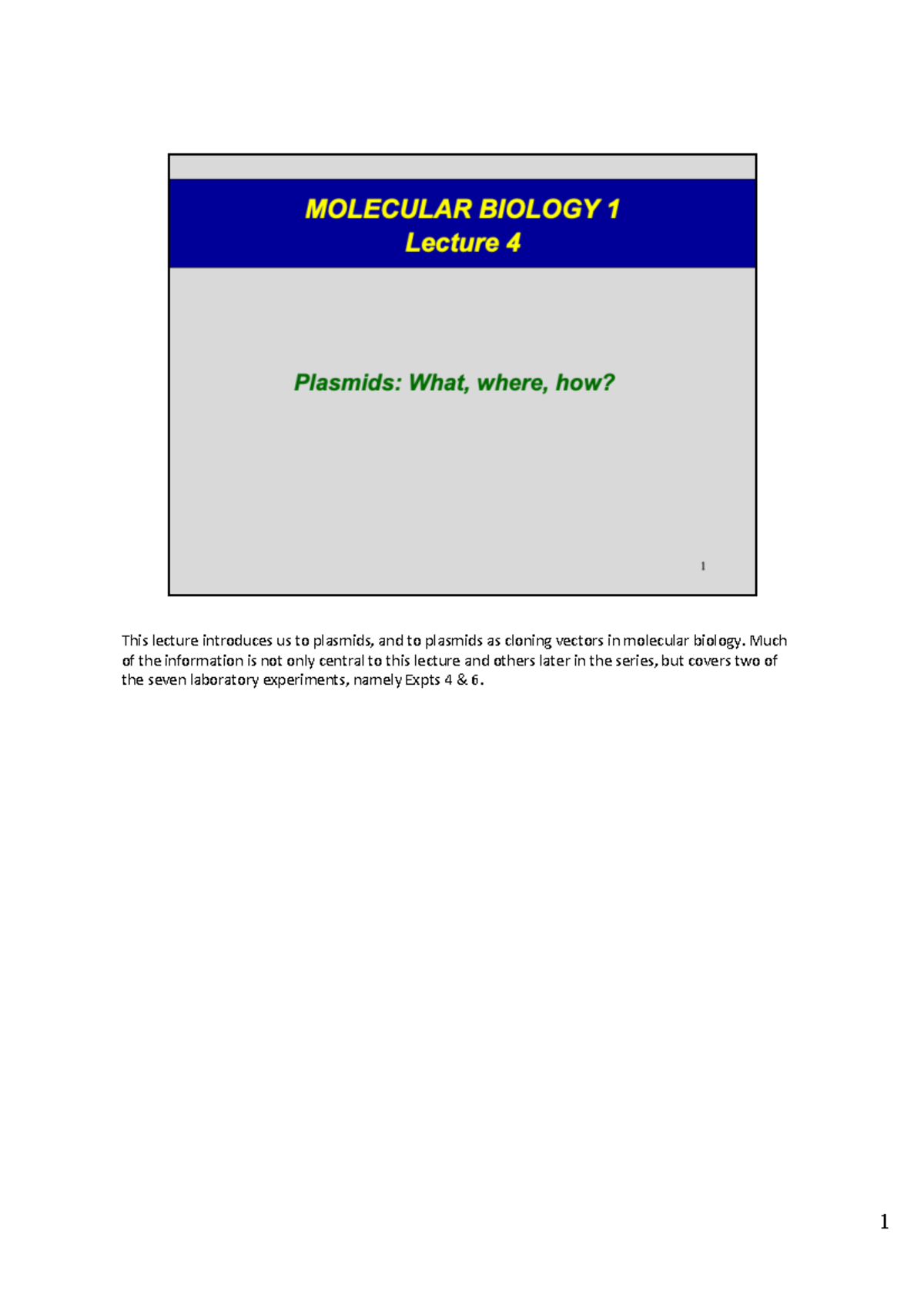 MB1-Lecture 4 Plasmid DNA-20 - Warning: TT: undefined function: 32 Warning: TT: undefined ...