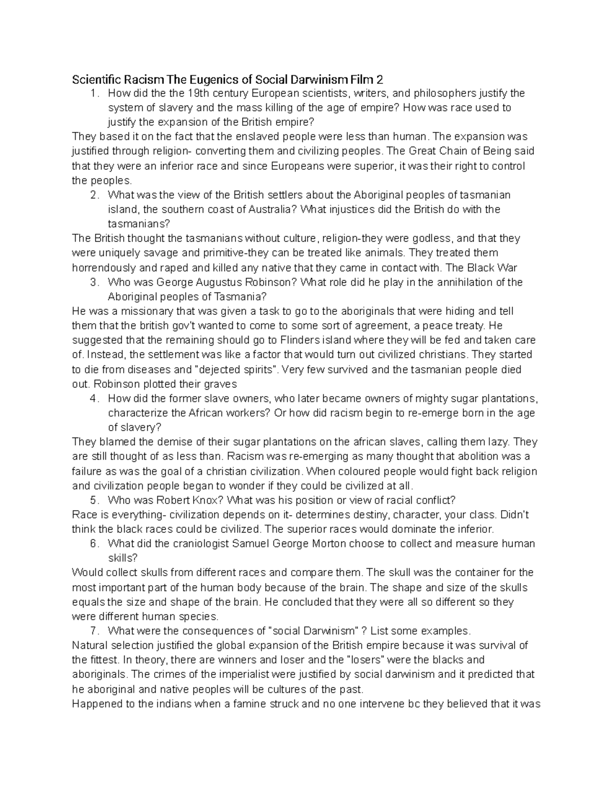 ANTH Film 2 Scientific Racism The Eugenics of Social Darwinism ...