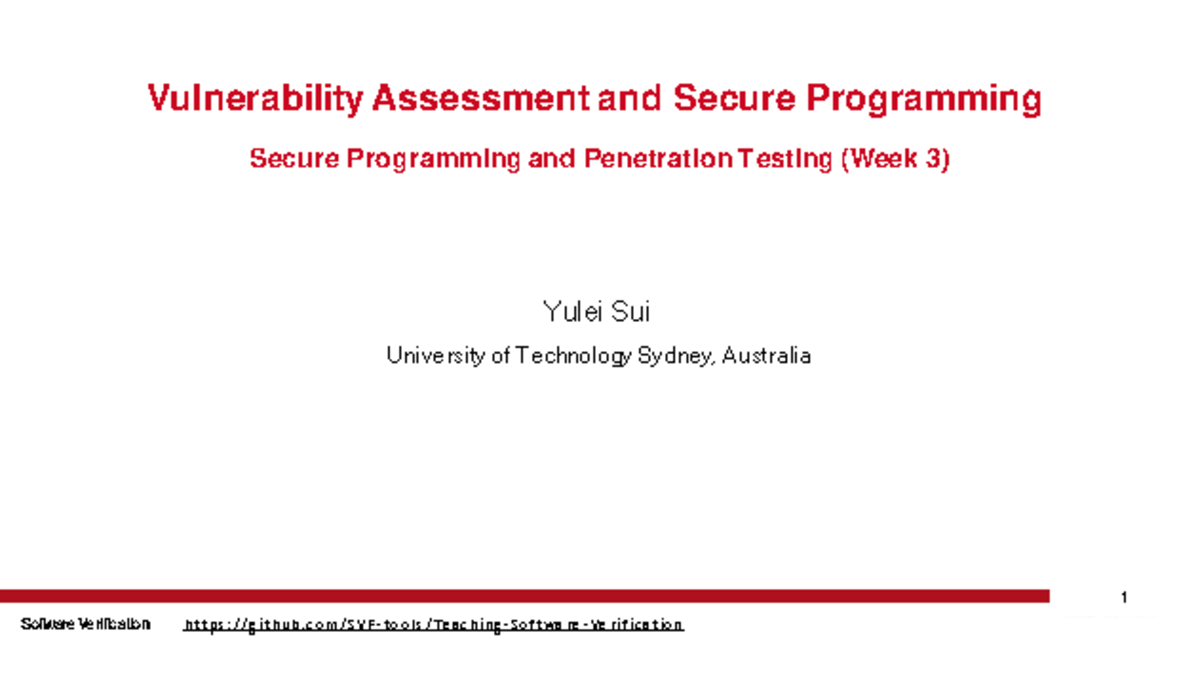 Week 3-2023 Vulnerability Assessment and Secure Programming - Vulnerability Assessment and ...