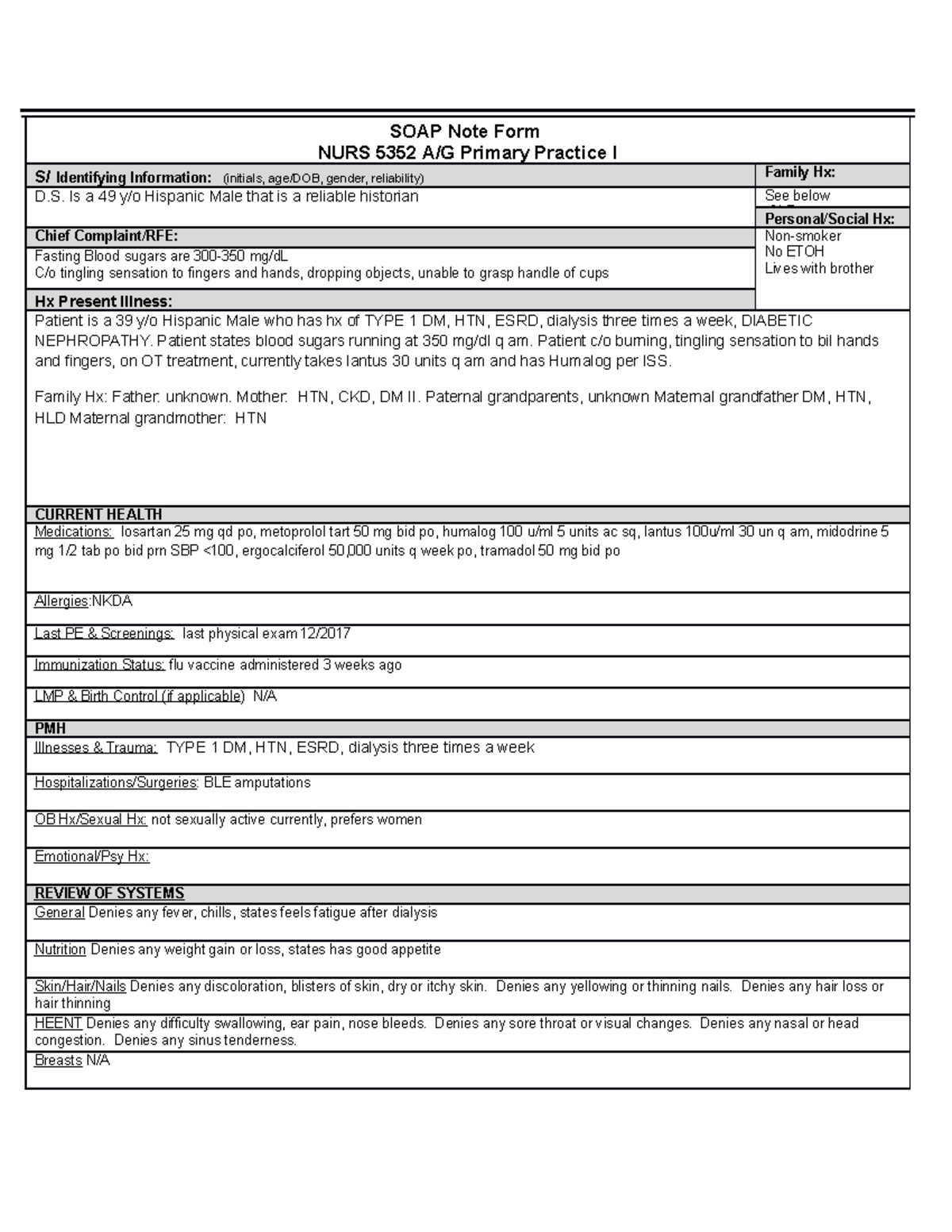 1st AGPC SOAP NOTE Template - SOAP Note Form NURS 5352 A/G Primary ...