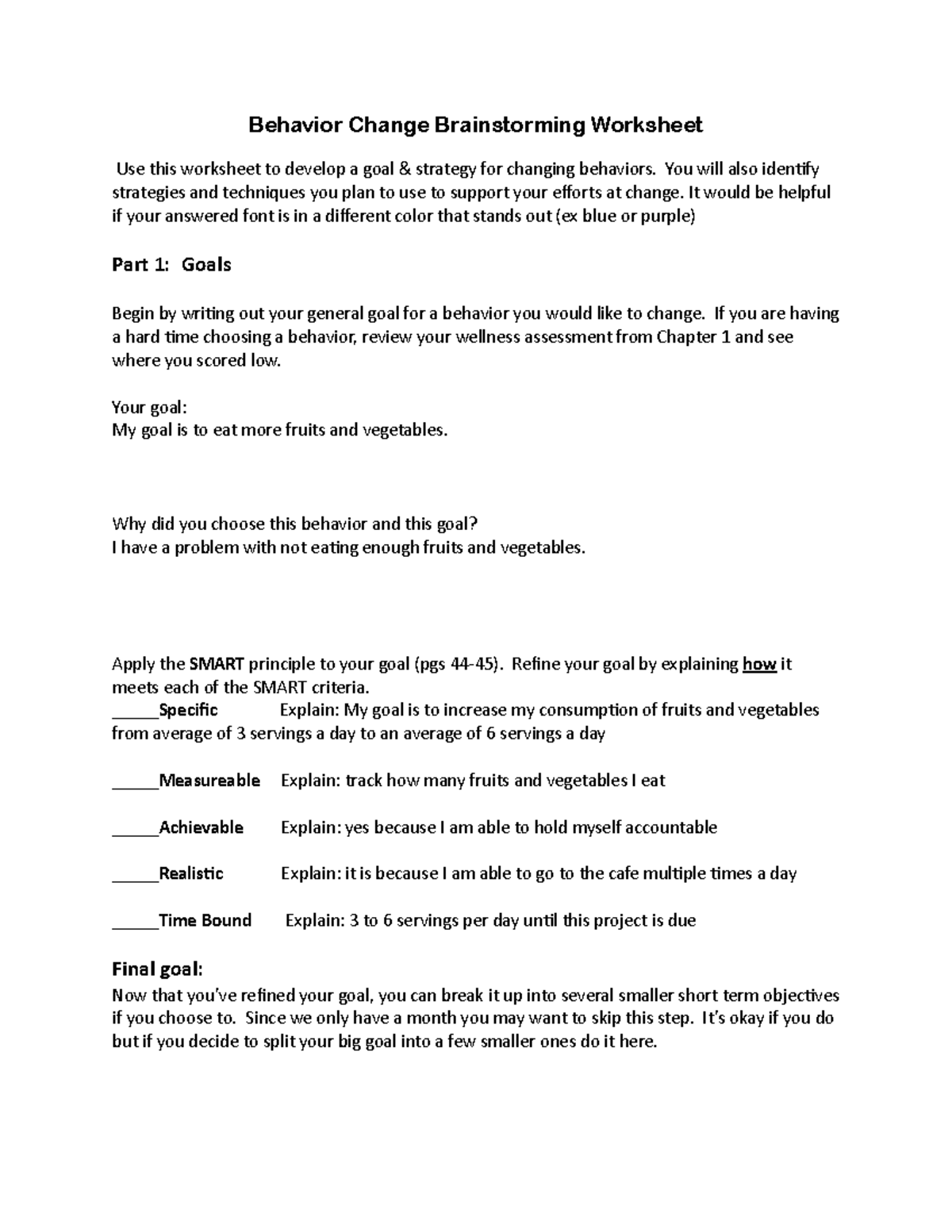 BCP Brainstorming Worksheet-step 1 - Behavior Change Brainstorming ...