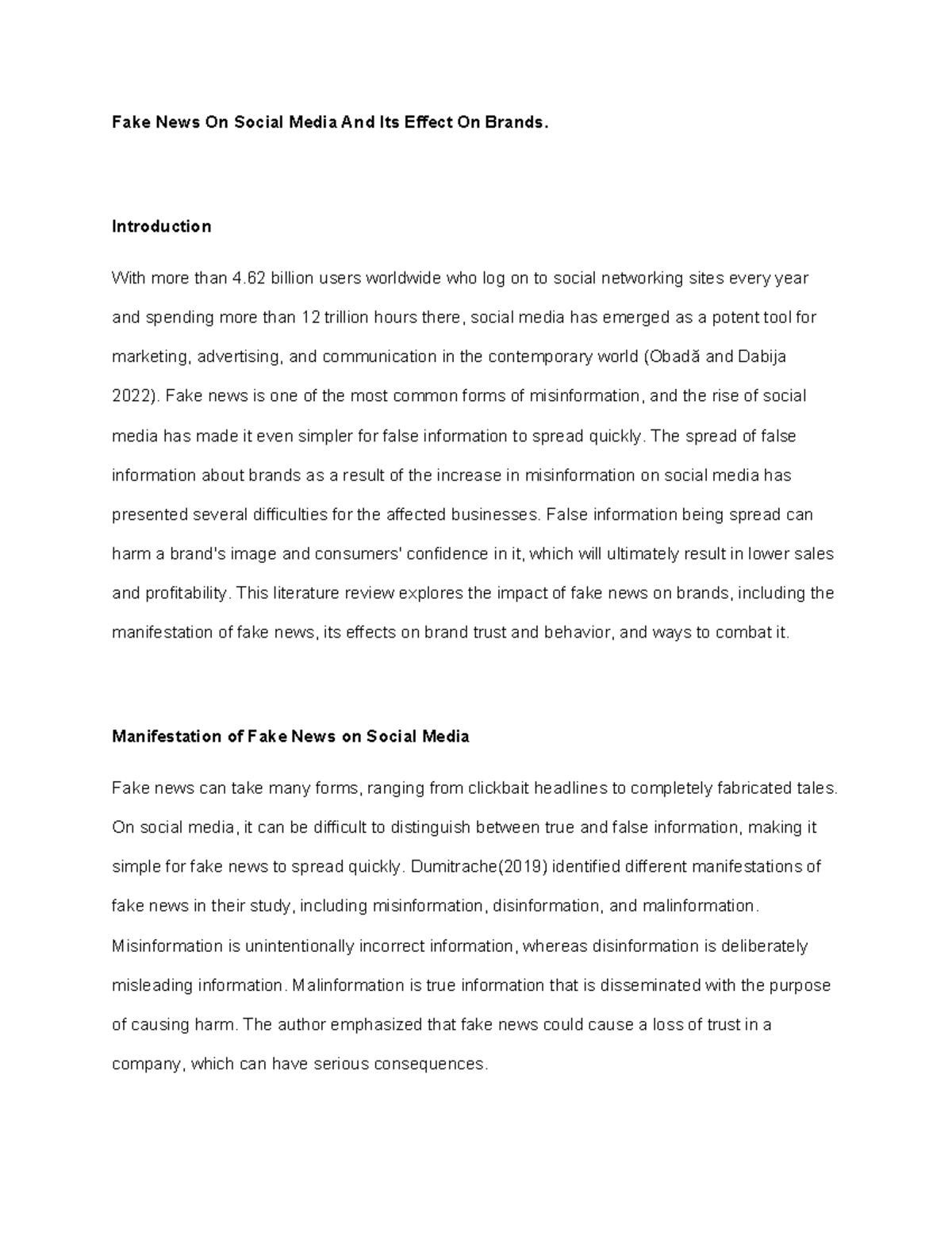 Fake News On Social Media And Its Effect On Brands - Introduction With ...
