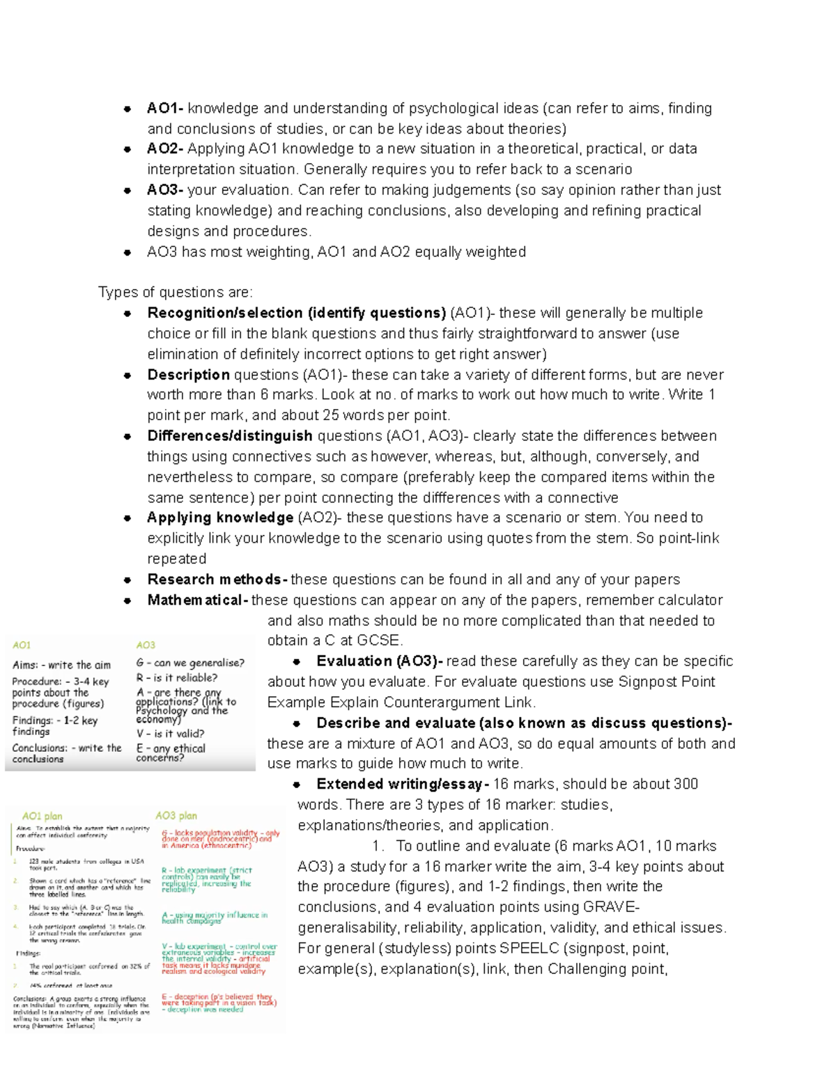 Psych exam tech - lololol - AO1- knowledge and understanding of ...