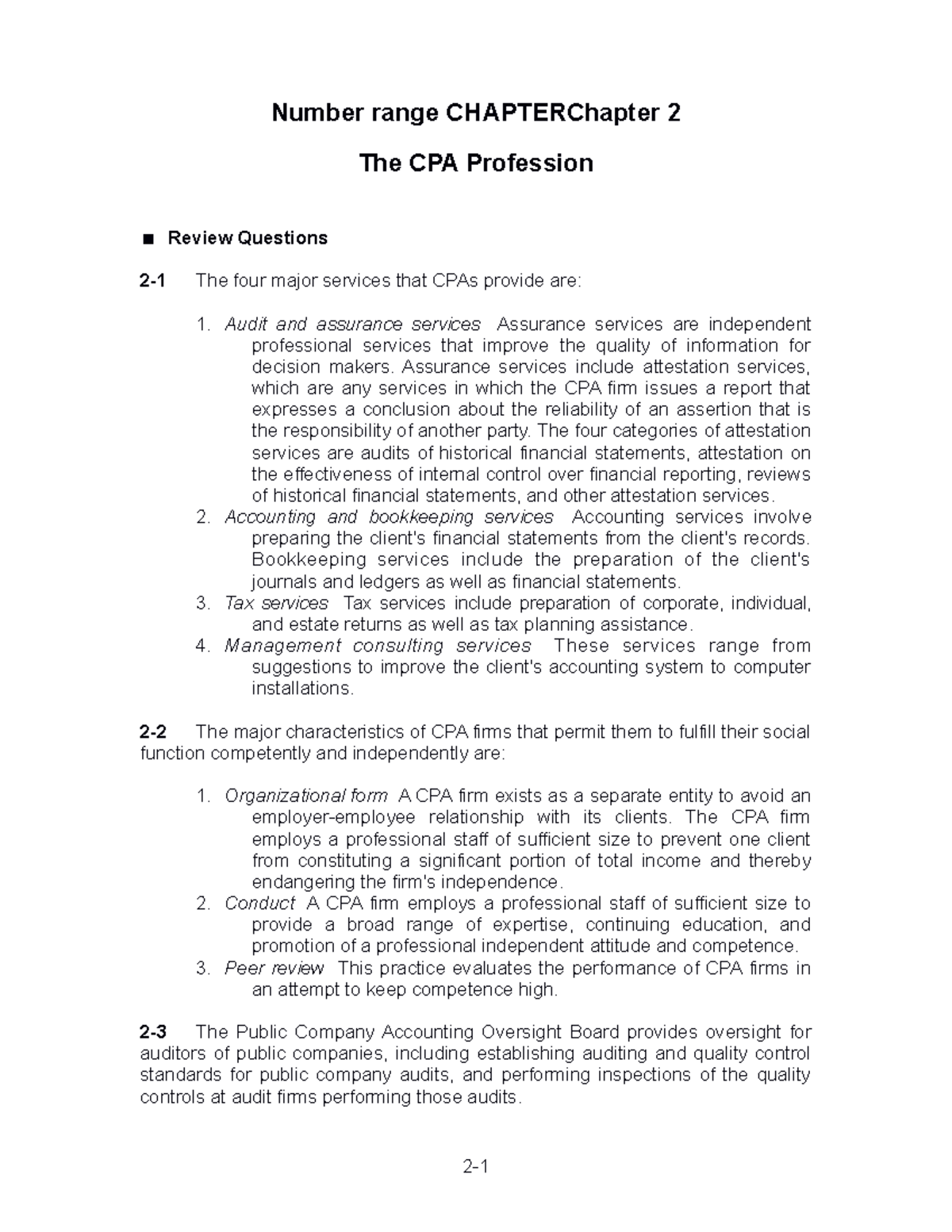 CH02 v1 - Done - Number range CHAPTERChapter 2 The CPA Profession ...