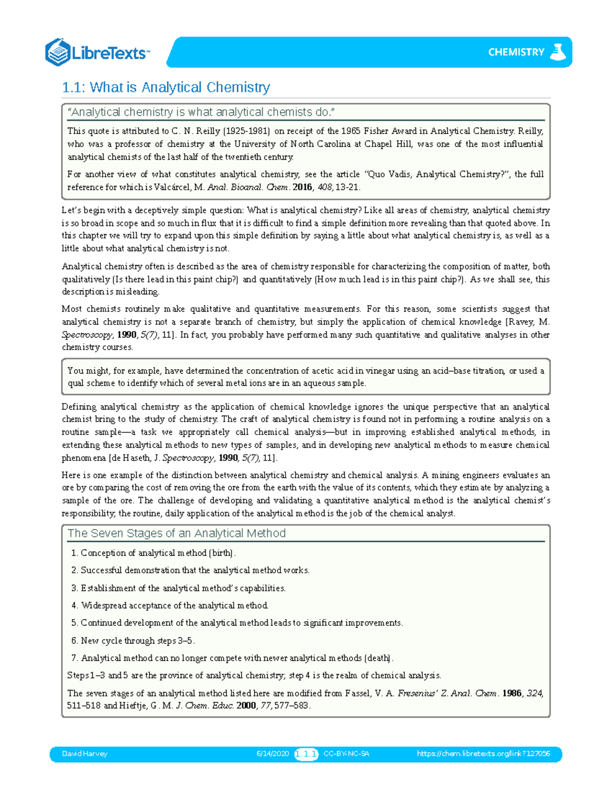 1 - About analytical chem - David Harvey 6/14/2020 1.1 CC-BY-NC-SA chem ...