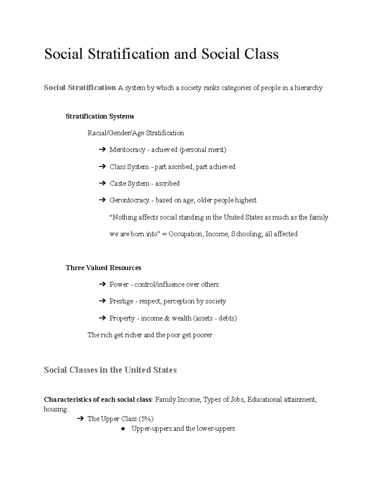 Unit 4 Outline 12 on Social Stratification - Social Stratification and ...