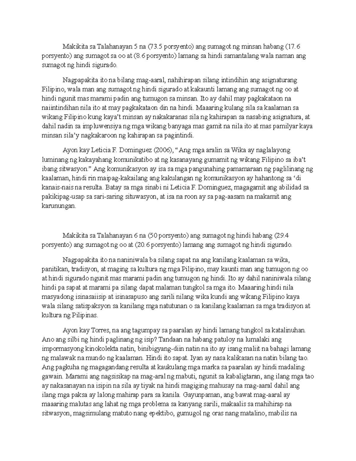Talahanayan 5-7 (Question 1-3) - Makikita sa Talahanayan 5 na (73 ...