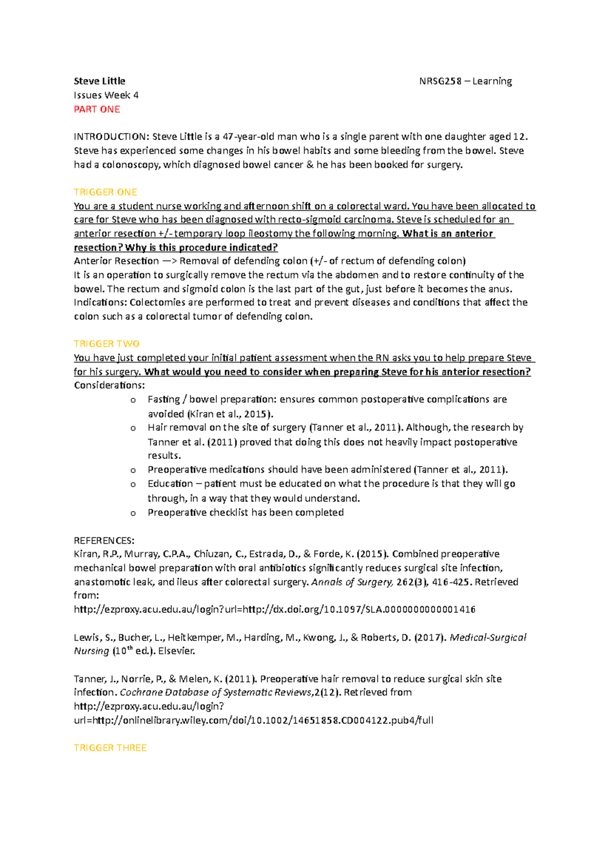 Week 4-6 Tutorial IBL Trigger Questions - Steve Little Issues Week 4 ...