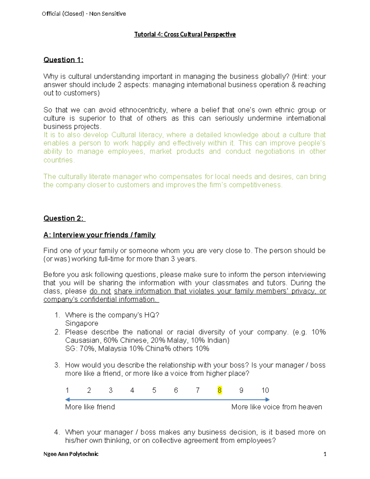 GLB Tutorial 4 - Questoins - Official (Closed) - Non Sensitive Tutorial 4: Cross Cultural - Studocu
