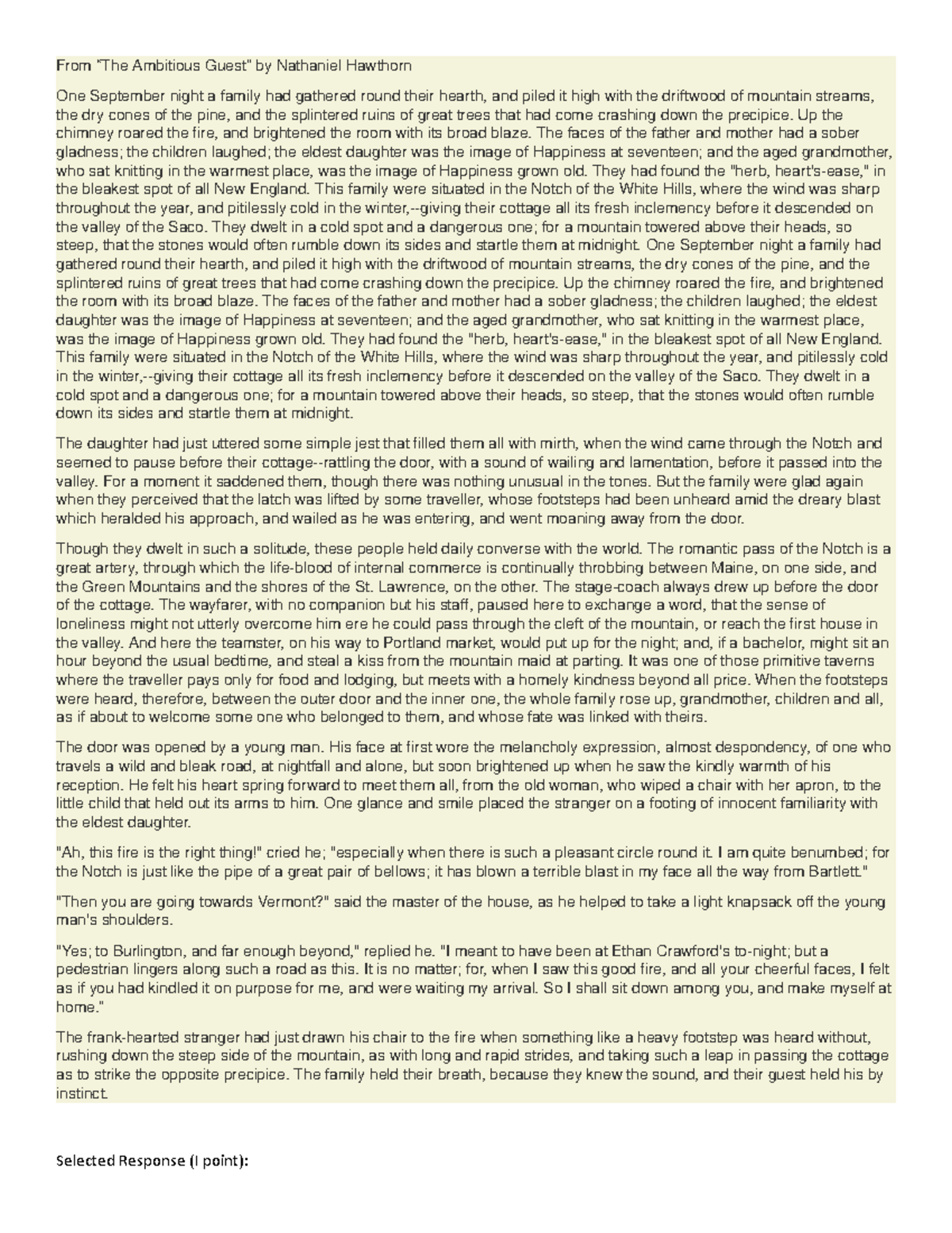 9th grade eoc reveiw in general - From “The Ambitious Guest” by ...