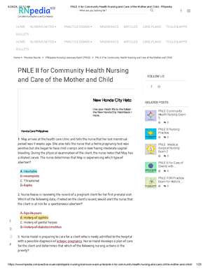 PNLE Community Health Nursing Exam 2 - RNpedia - Home Practice Exams ...