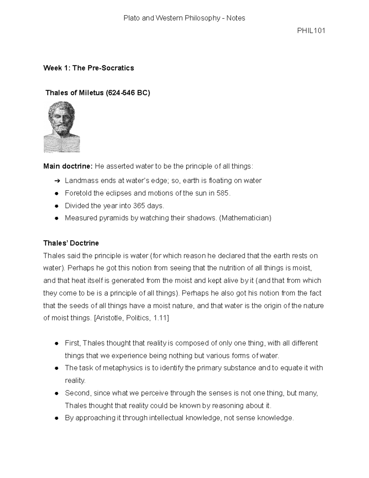 Plato and Western Philosophy - Class Notes - Plato and Western ...