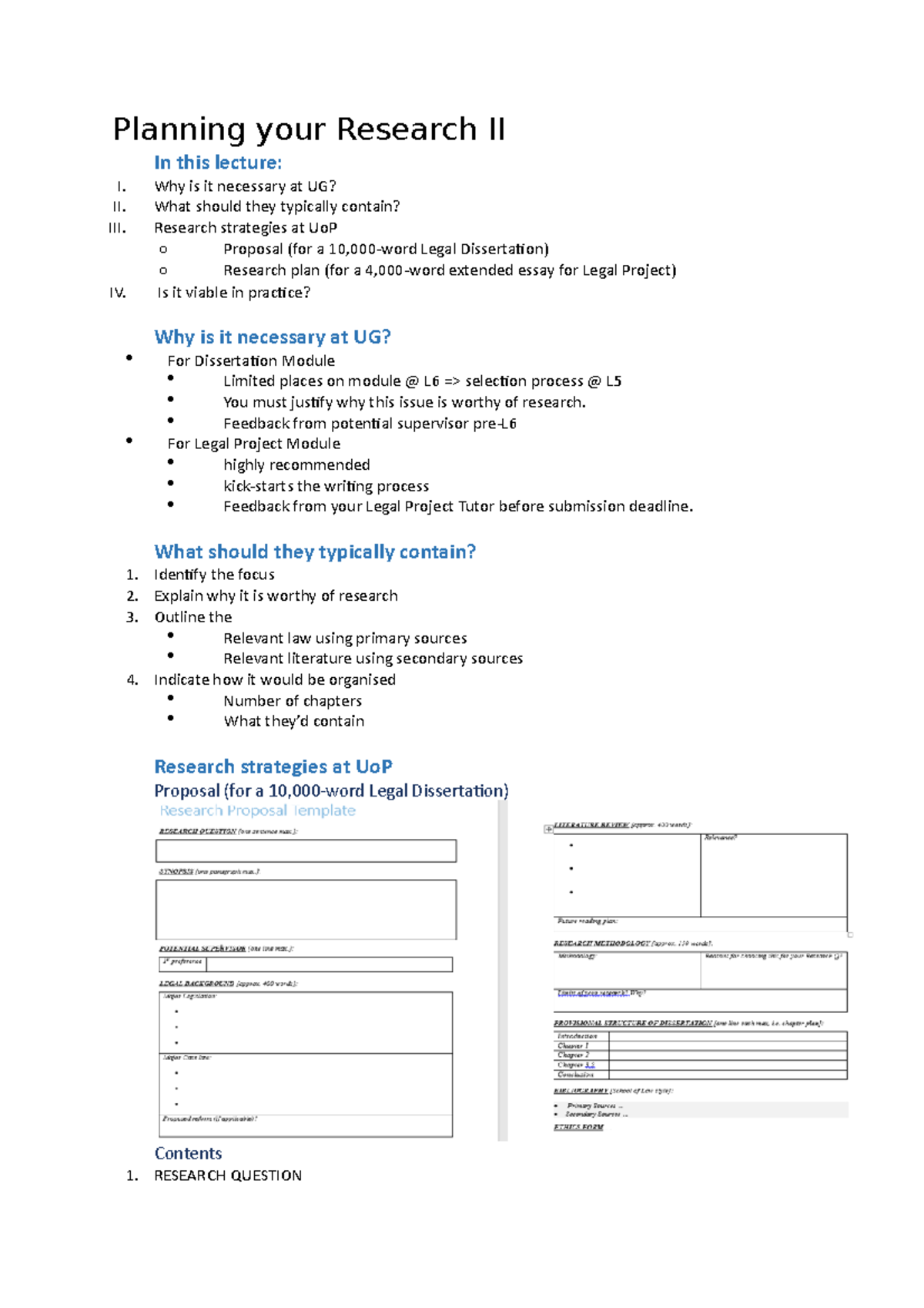 Planning your Research II Lecture 9 - Planning your Research II In this ...