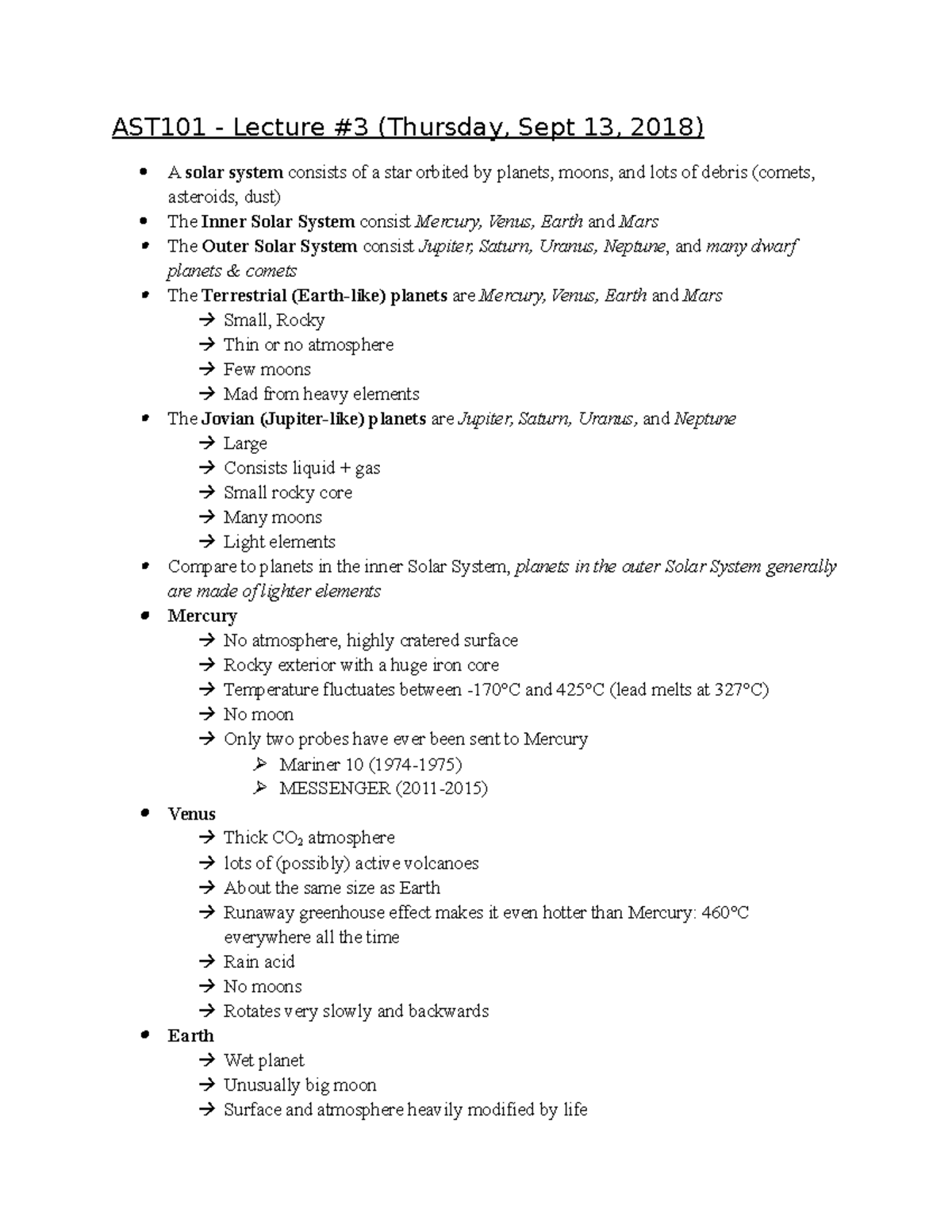 AST101 - lec #3 - Lecture notes 3 - Ast101H1 - U of T - Studocu