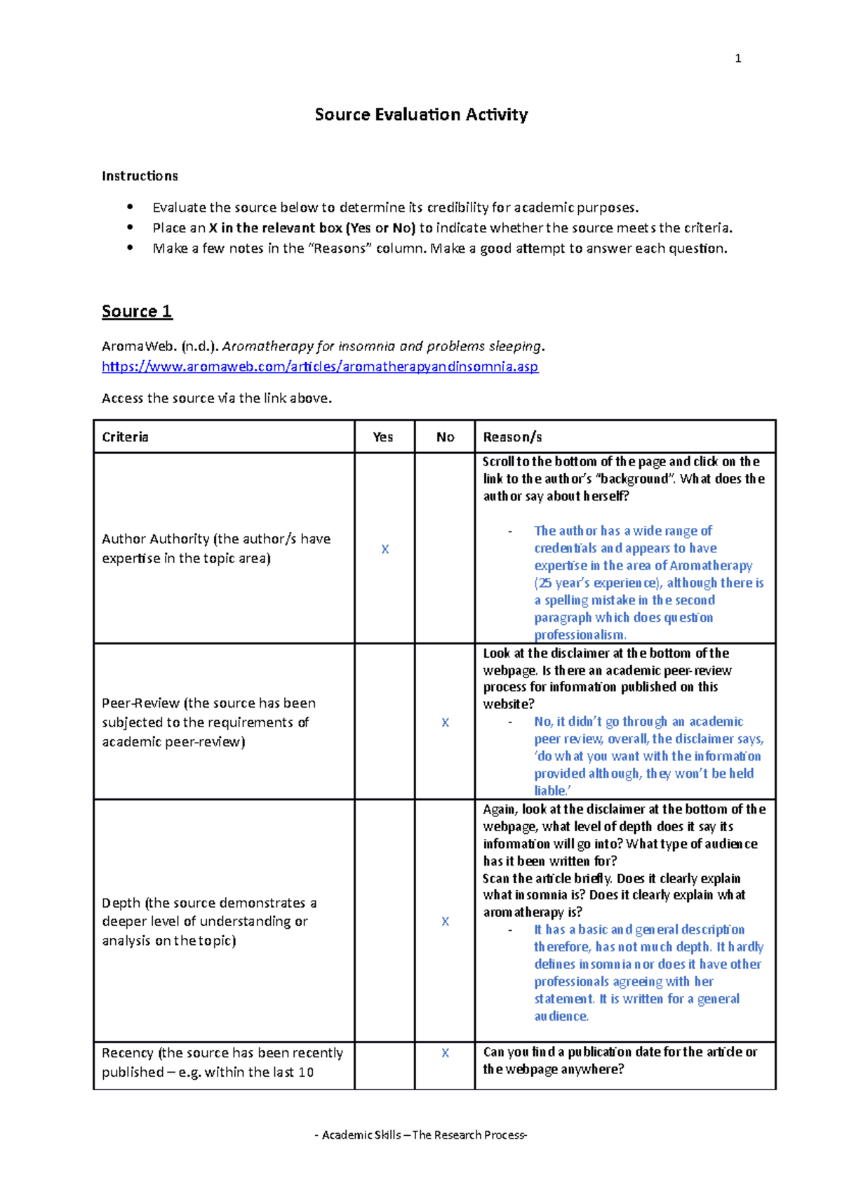 Source Evaluation Activity Instructions - Studocu