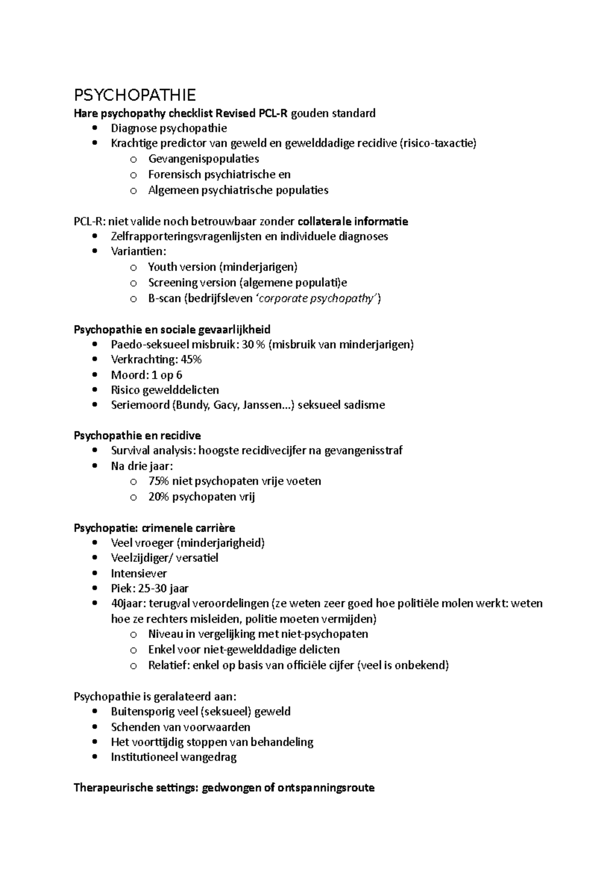 Psychopathie - PSYCHOPATHIE Hare psychopathy checklist Revised PCL-R ...