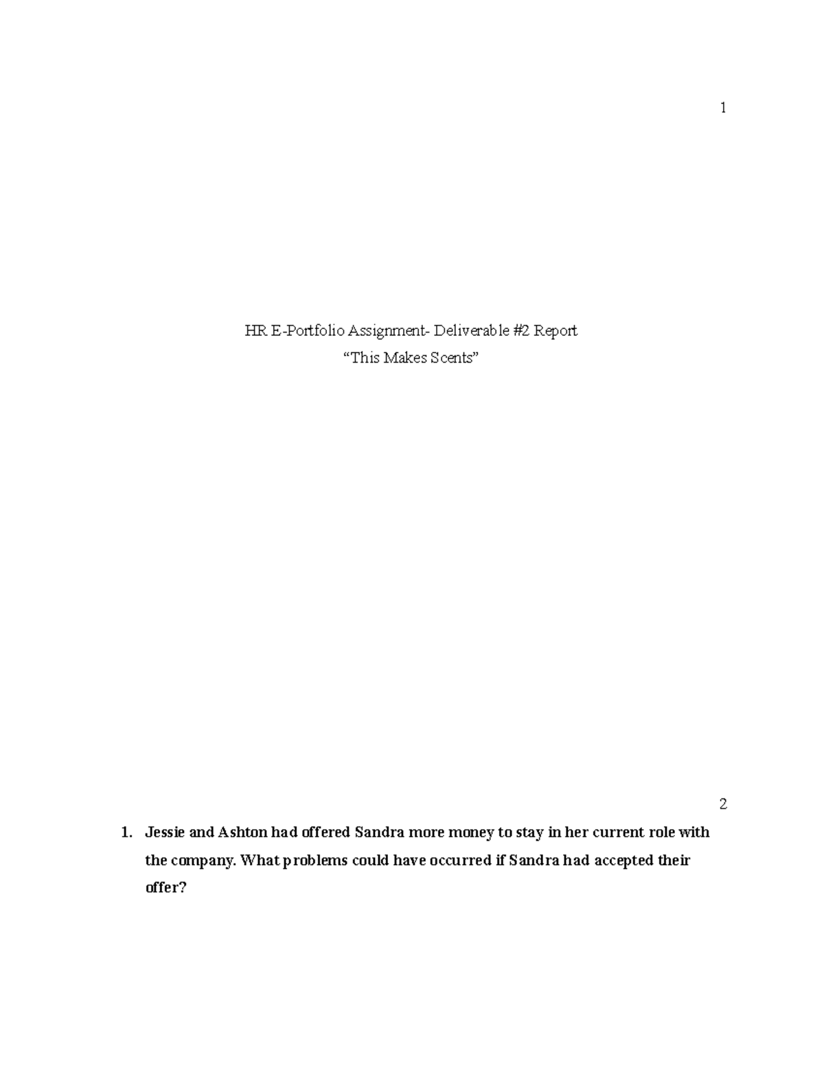HR Deliverable 2 1 HR E Portfolio Assignment Deliverable 2 Report