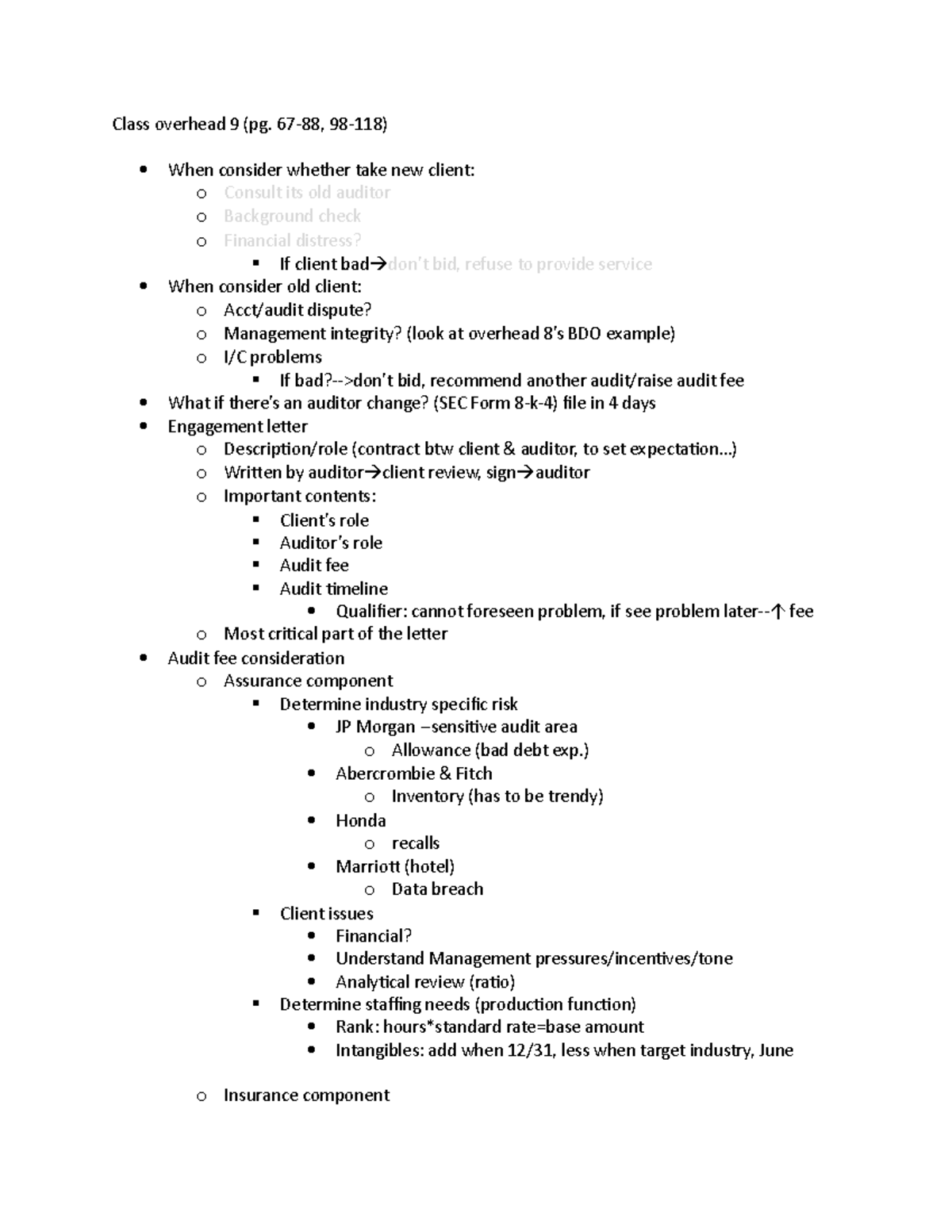 Class overhead 9-12 Review material for quiz 2 - Class overhead 9 (pg ...