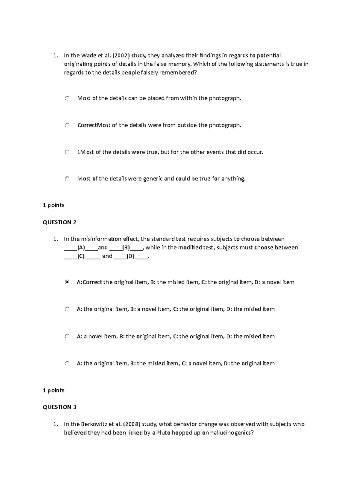 Week 2 Quiz Answers For Week 2 Quiz Questions In The Wade Et Al