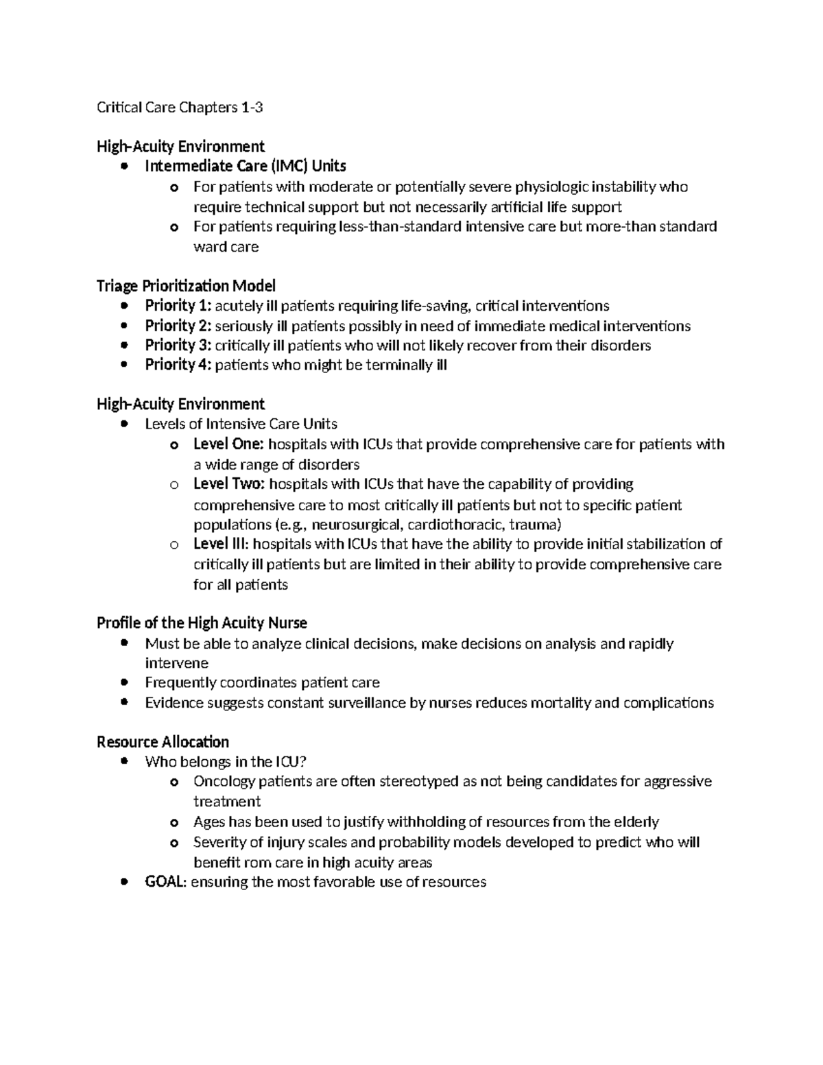 Critical Care 1 - Critical Care Chapters 1- High-Acuity Environment ...