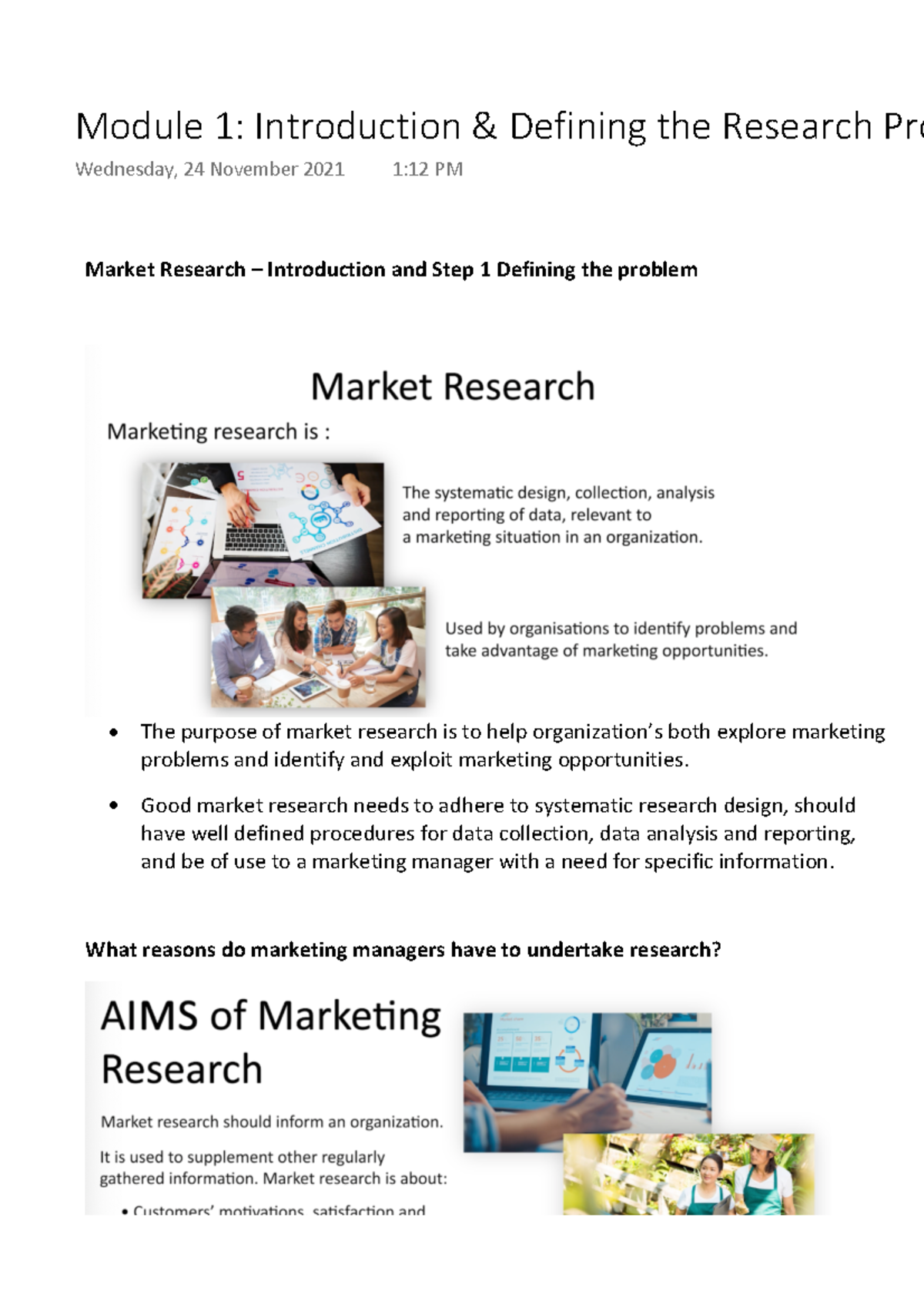 MARK101 Module 1 Introduction & Defining the Research Problem - Market ...