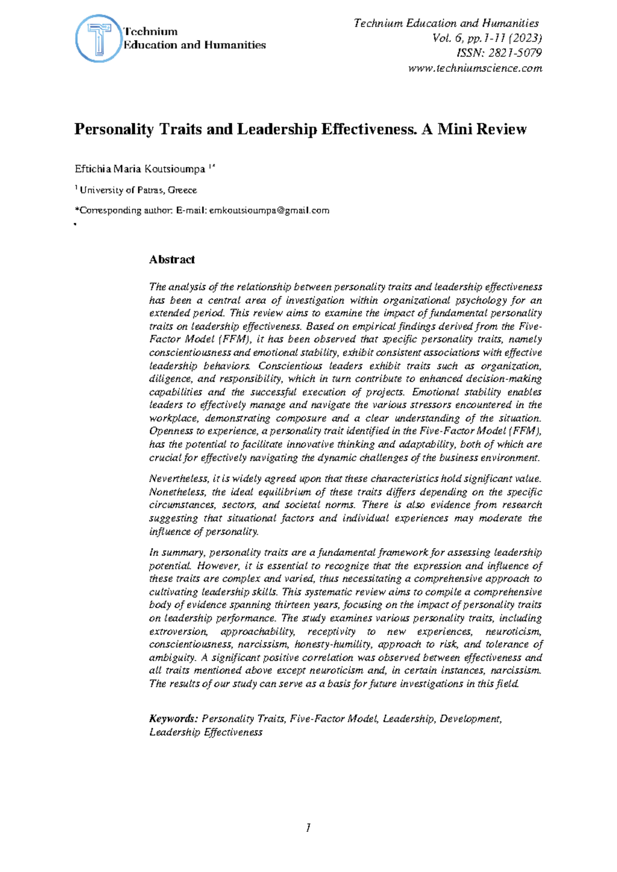 ID9530 - For reference. - Personality Traits and Leadership ...