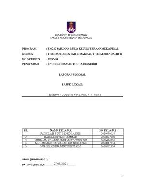 Compressible Flow Lab Sheet - Thermofluids Lab - Studocu