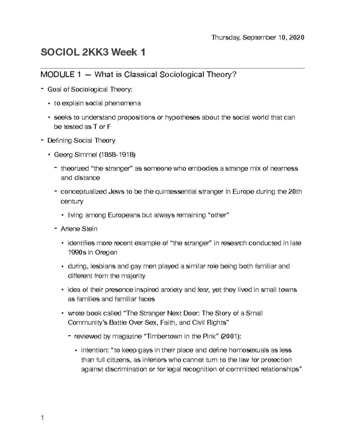 Sociol 2KK3 Week 1 studocu - SOCIOL 2KK3 Week 1 MODULE 1 — What is ...