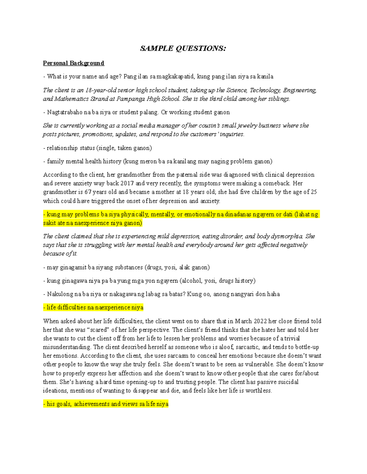 Case Background - werfeuwhgahgaugtre btgjhdfjgukm - SAMPLE QUESTIONS ...