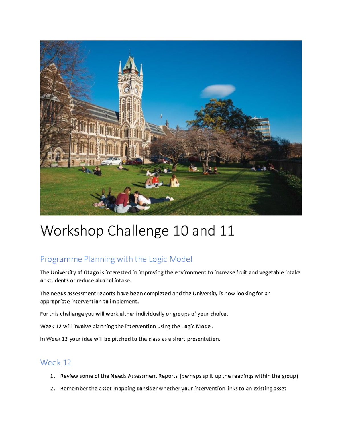 Challenge 9 and 10 - Workshop Challenge 10 and 11 Programme Planning ...