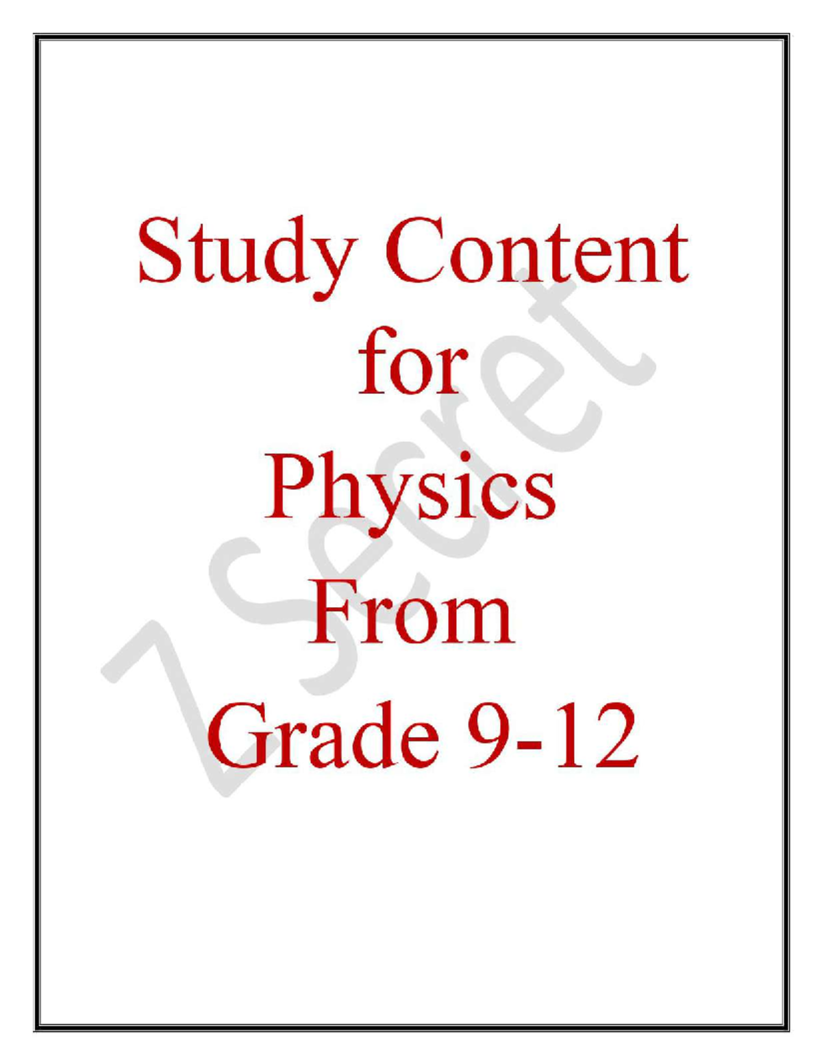 Study Content from grade 9-12 - Study Content for e Physics From Grade ...