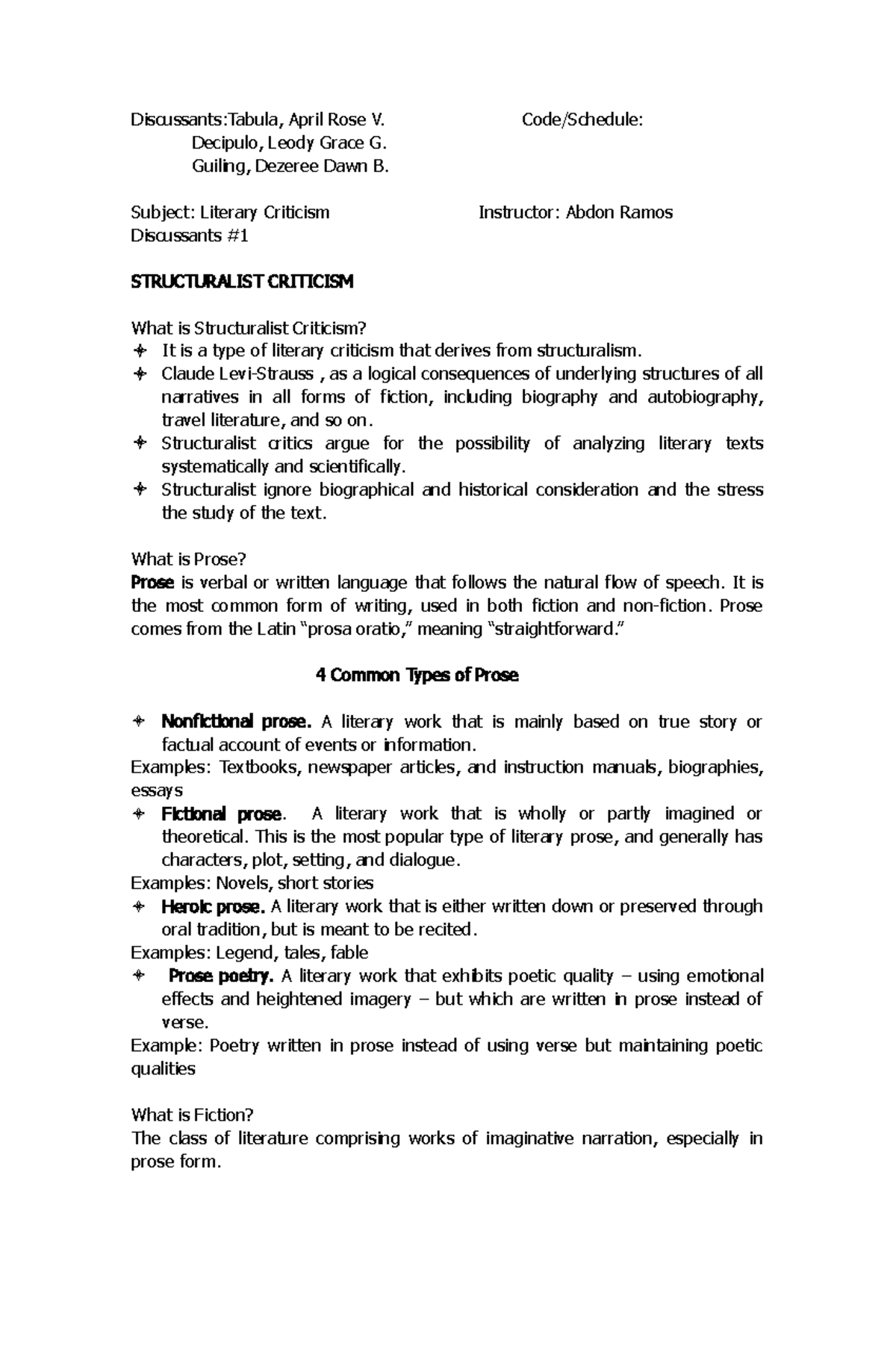 Lea 4 - study - Discussants:Tabula, April Rose V. Code/Schedule ...
