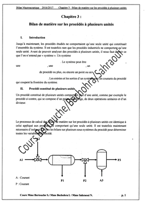 Chapitre 001-1 - bilan macroscopique - Studocu