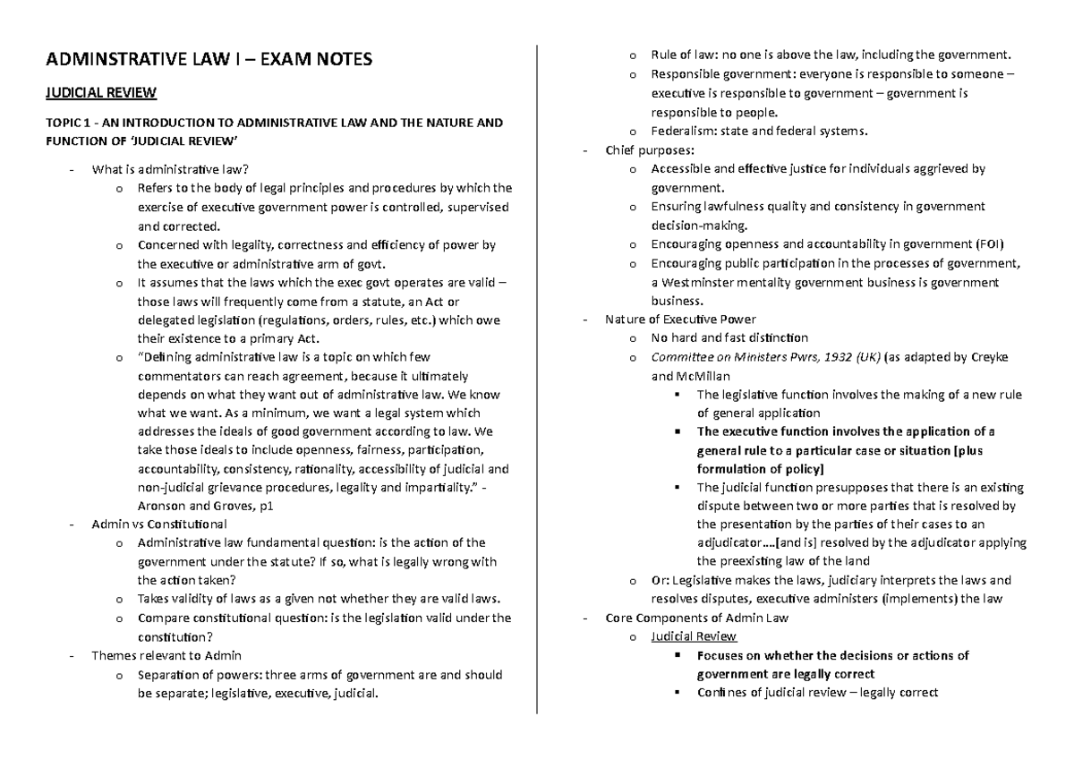 Lecture notes, all lectures/textbook notes compressed into exam notes ...