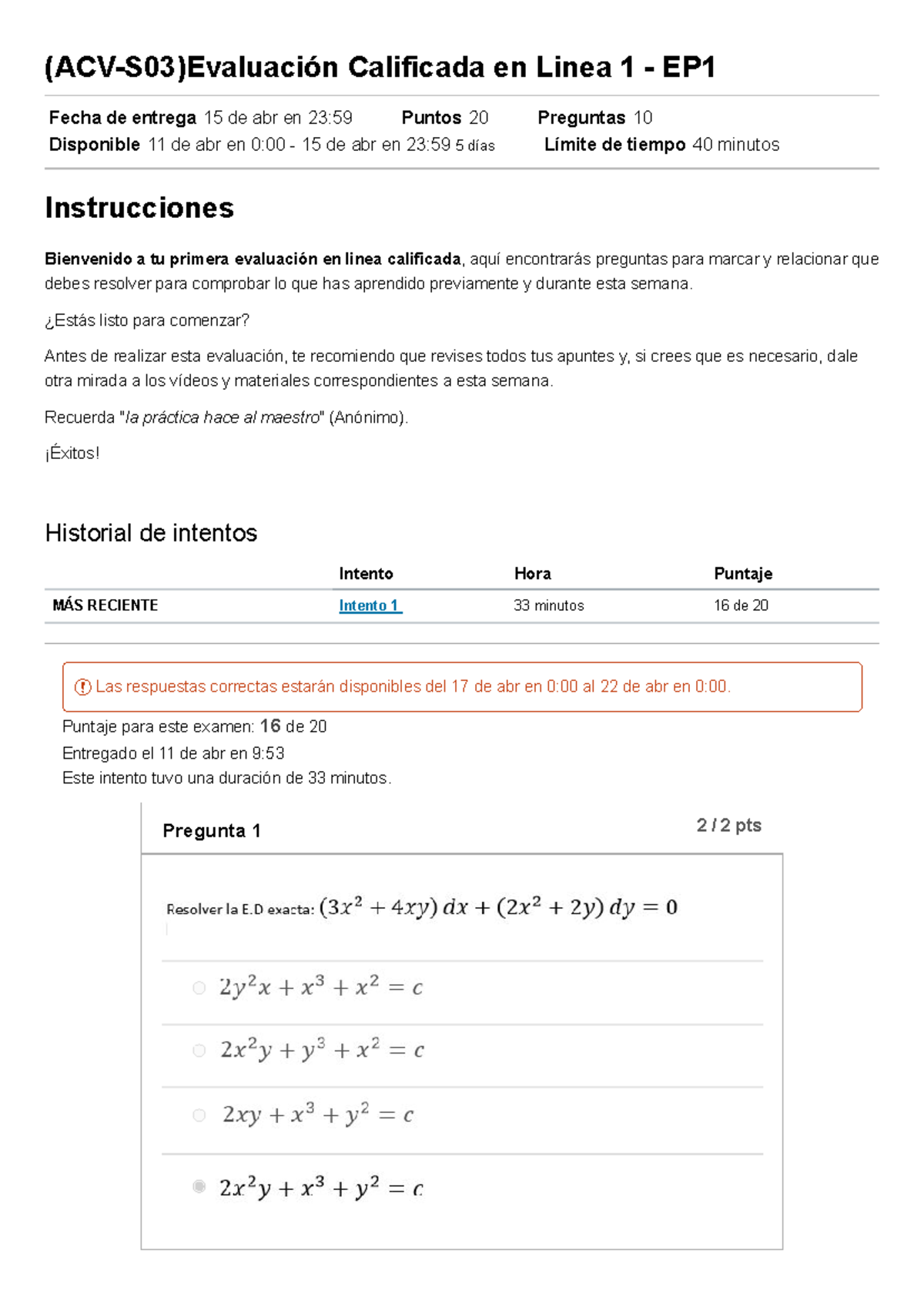 (ACV-S03)Evaluación Calificada en Linea 1 - EP1 Calculo PARA LA TOMA DE Decisiones (31699) - Studocu