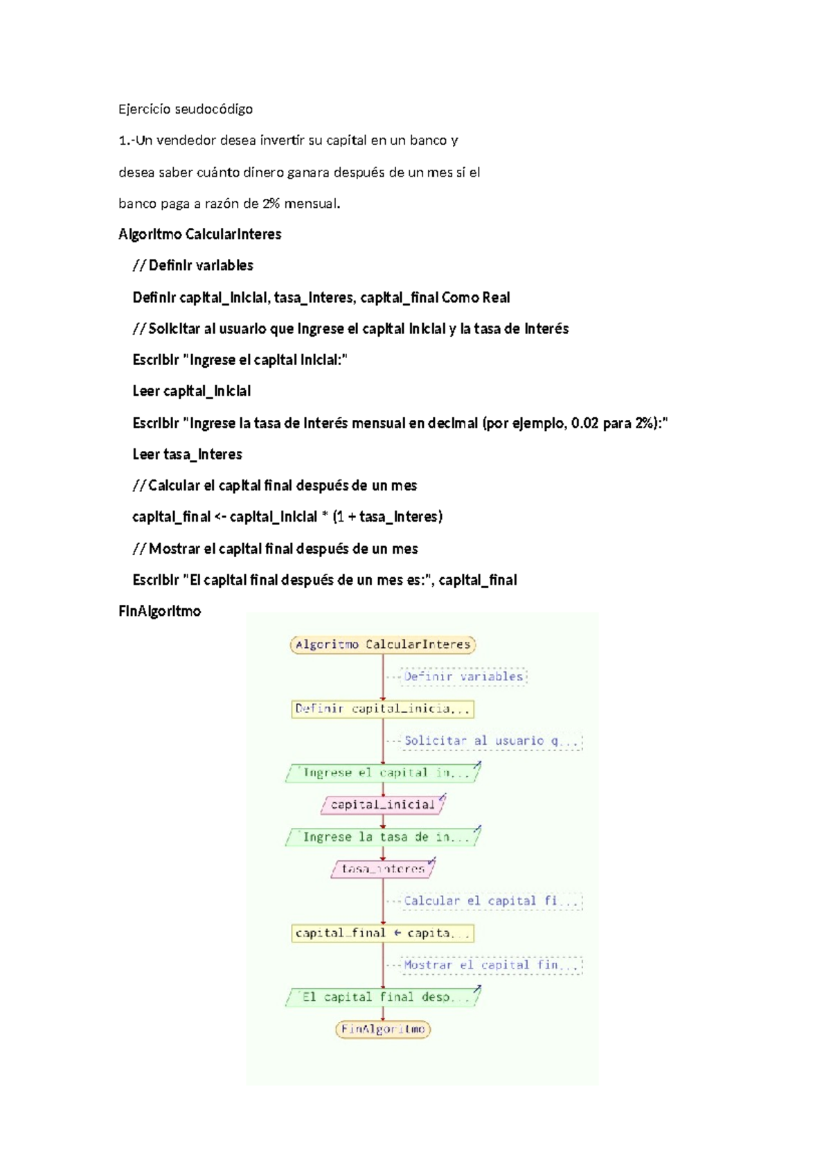 Ejercicio seudocódigo tarea - Ejercicio seudocódigo 1.-Un vendedor ...