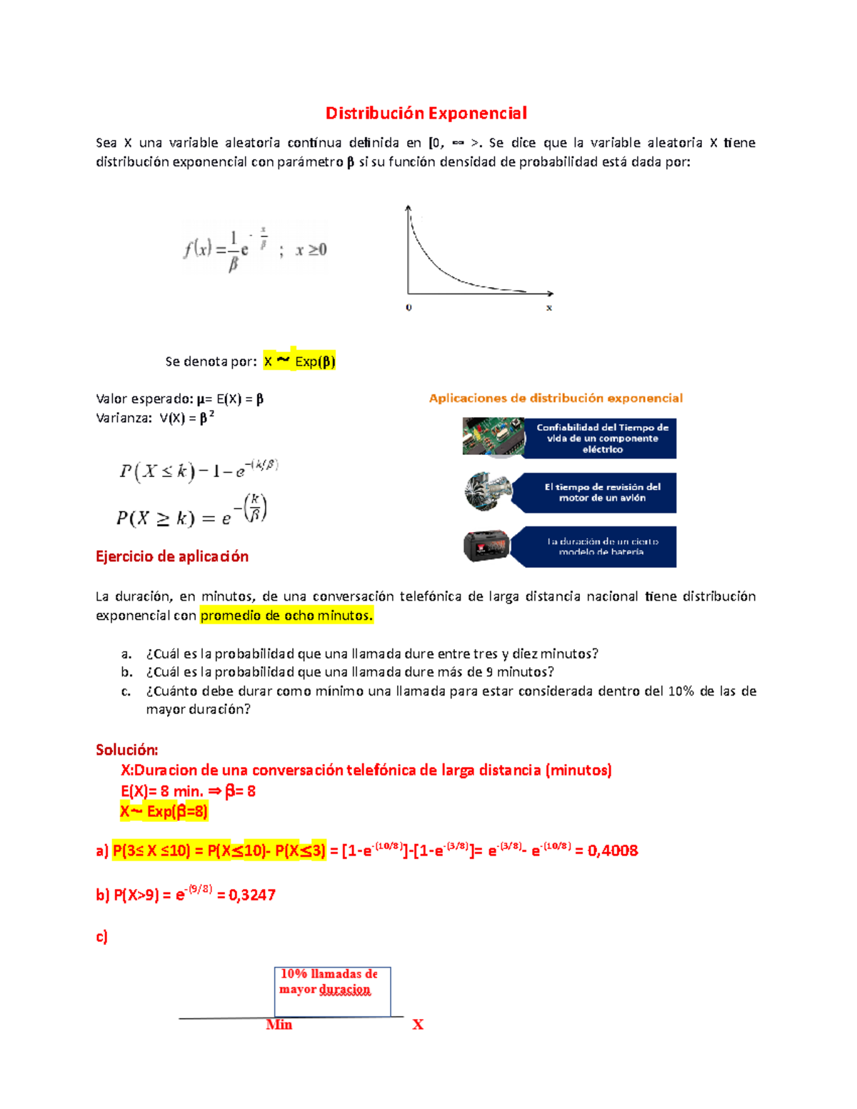 Repaso distribucion exponencial - Distribución Exponencial Sea X una ...