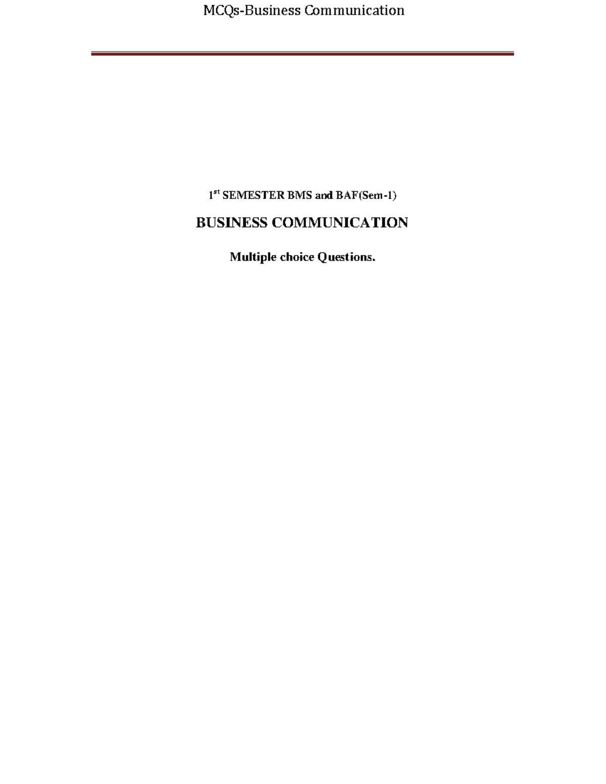 Business Communication - 1 st SEMESTER BMS and BAF(Sem-1) BUSINESS ...