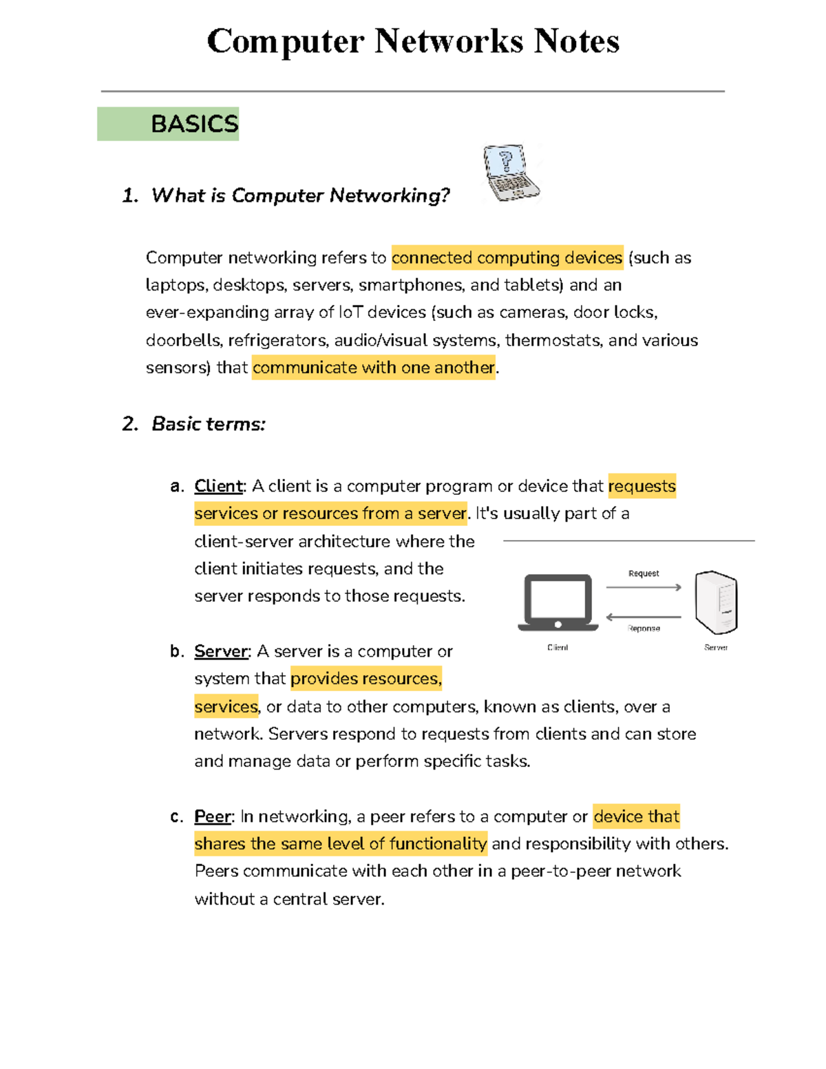 Basic computer network - Computer Networks Notes BASICS 1. What is ...