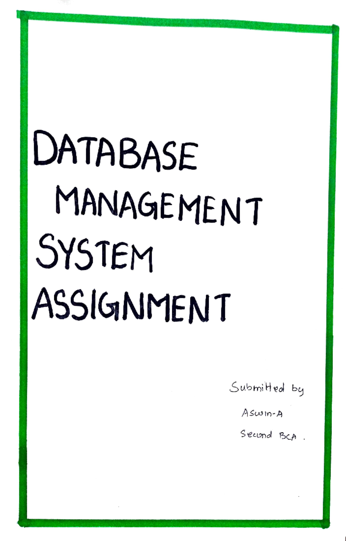 Database Management System Assignment Databasse Management System