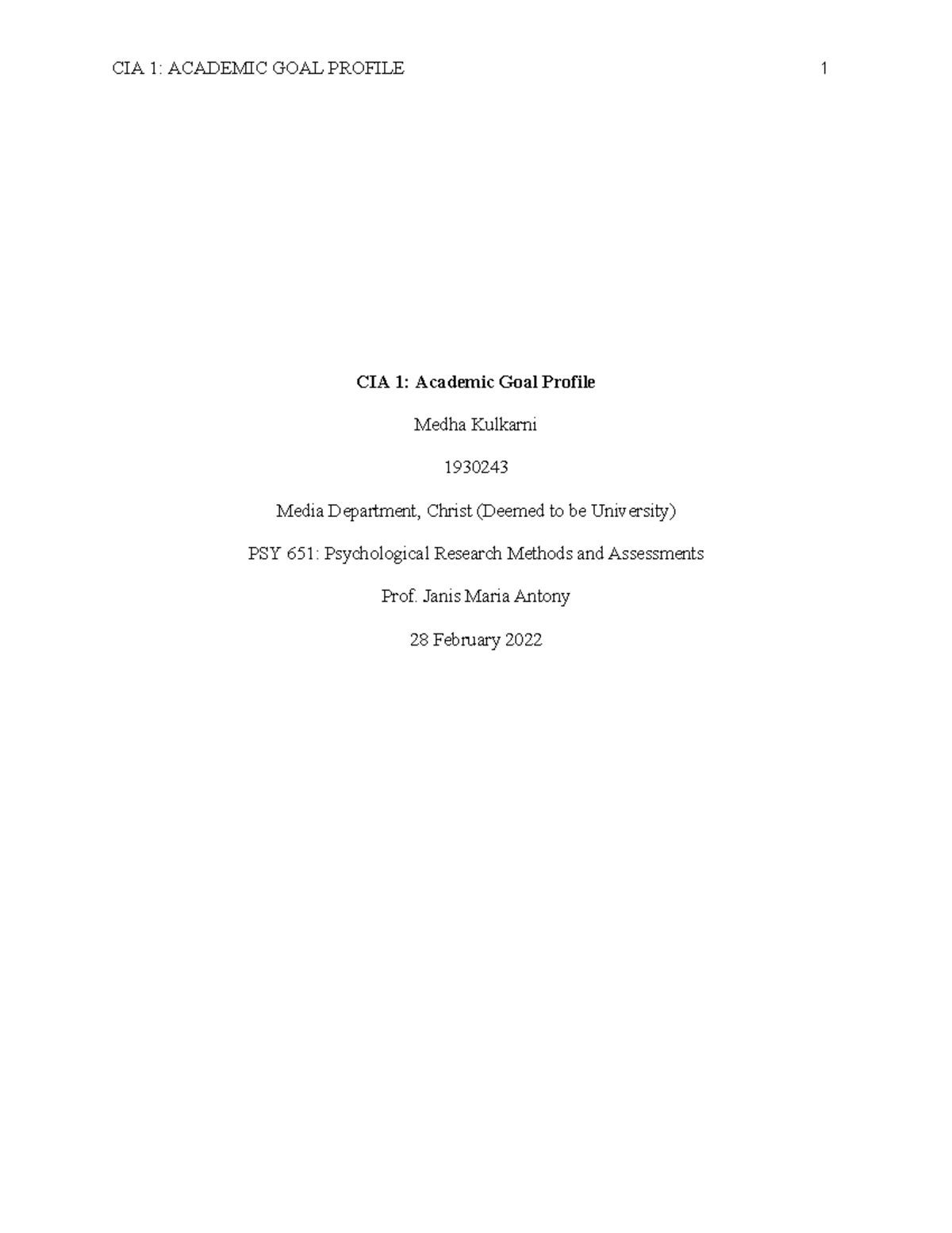 CIA1 1930243 - An academic goal profile studies the learning strategies ...